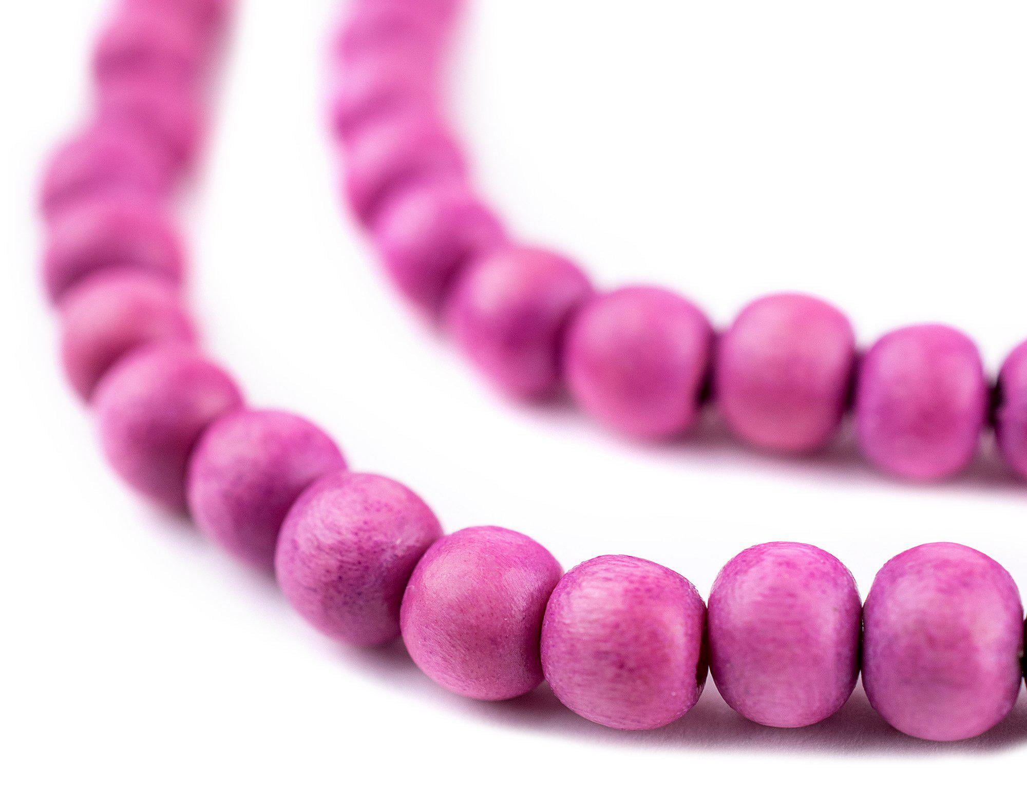 The Bead Chest Natural 6mm Wooden Beads in Magenta for Jewelry Making ...