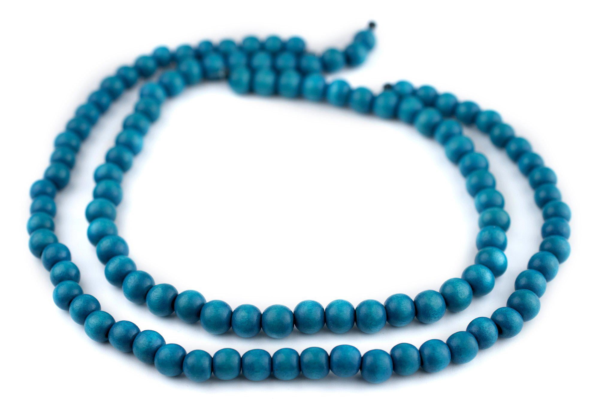 The Bead Chest Natural 8mm Wooden Beads in Blue - Aqua for Jewelry ...