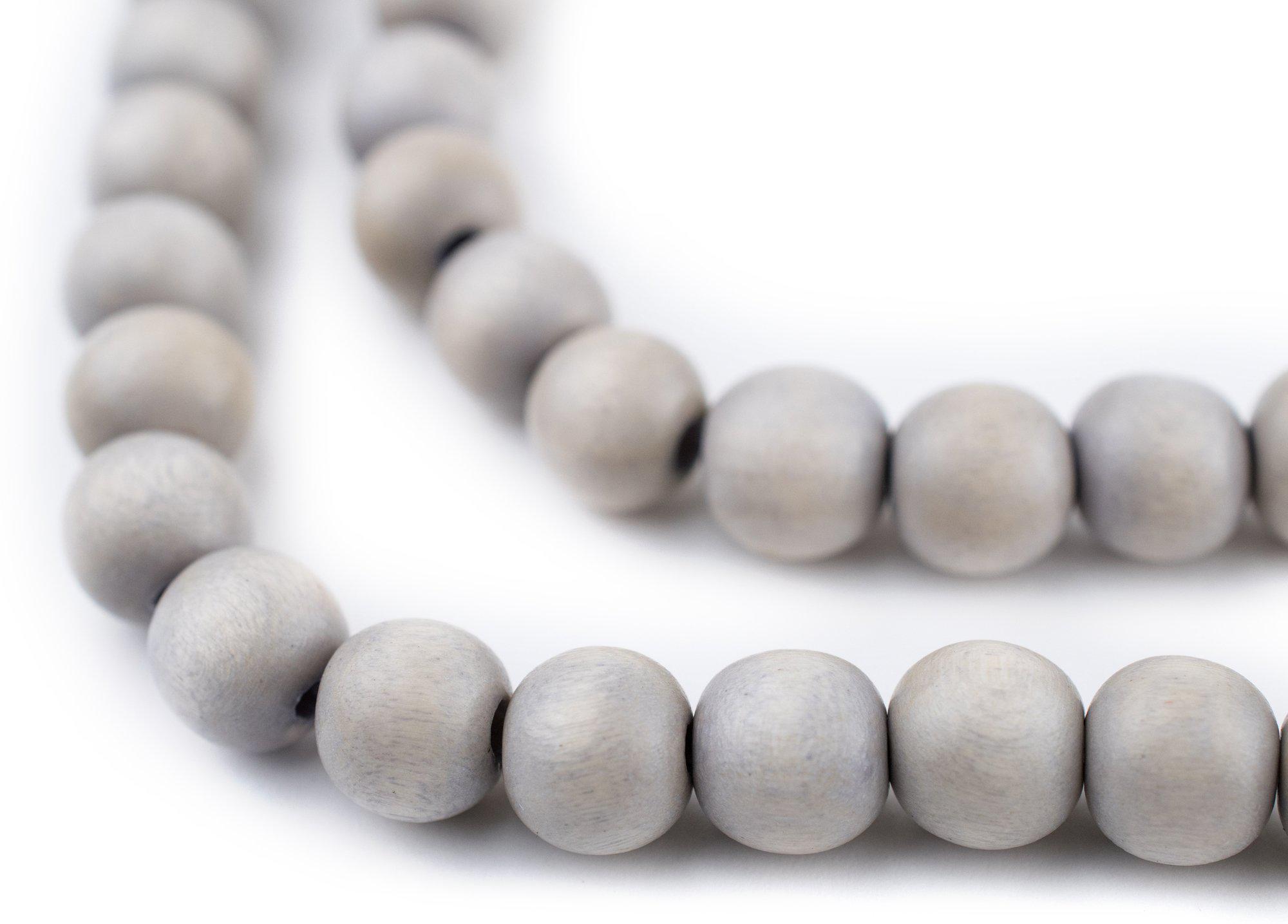 The Bead Chest Natural 8mm Wooden Beads in Grey - Light for Jewelry ...