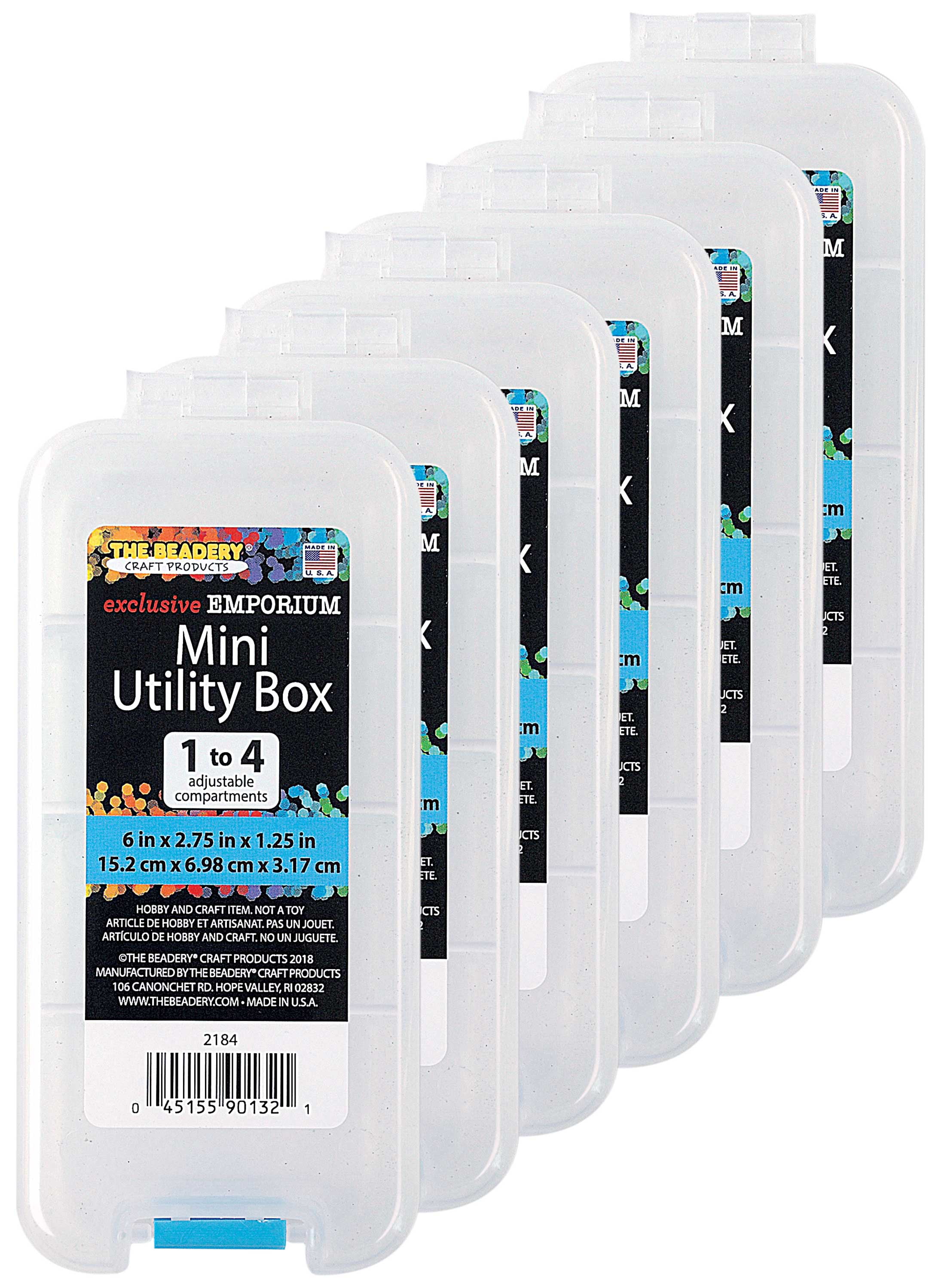 The Beadery 1-4 Compartment Mini Utility Clear Storage Box, Unisex, 6ea - Walmart.com