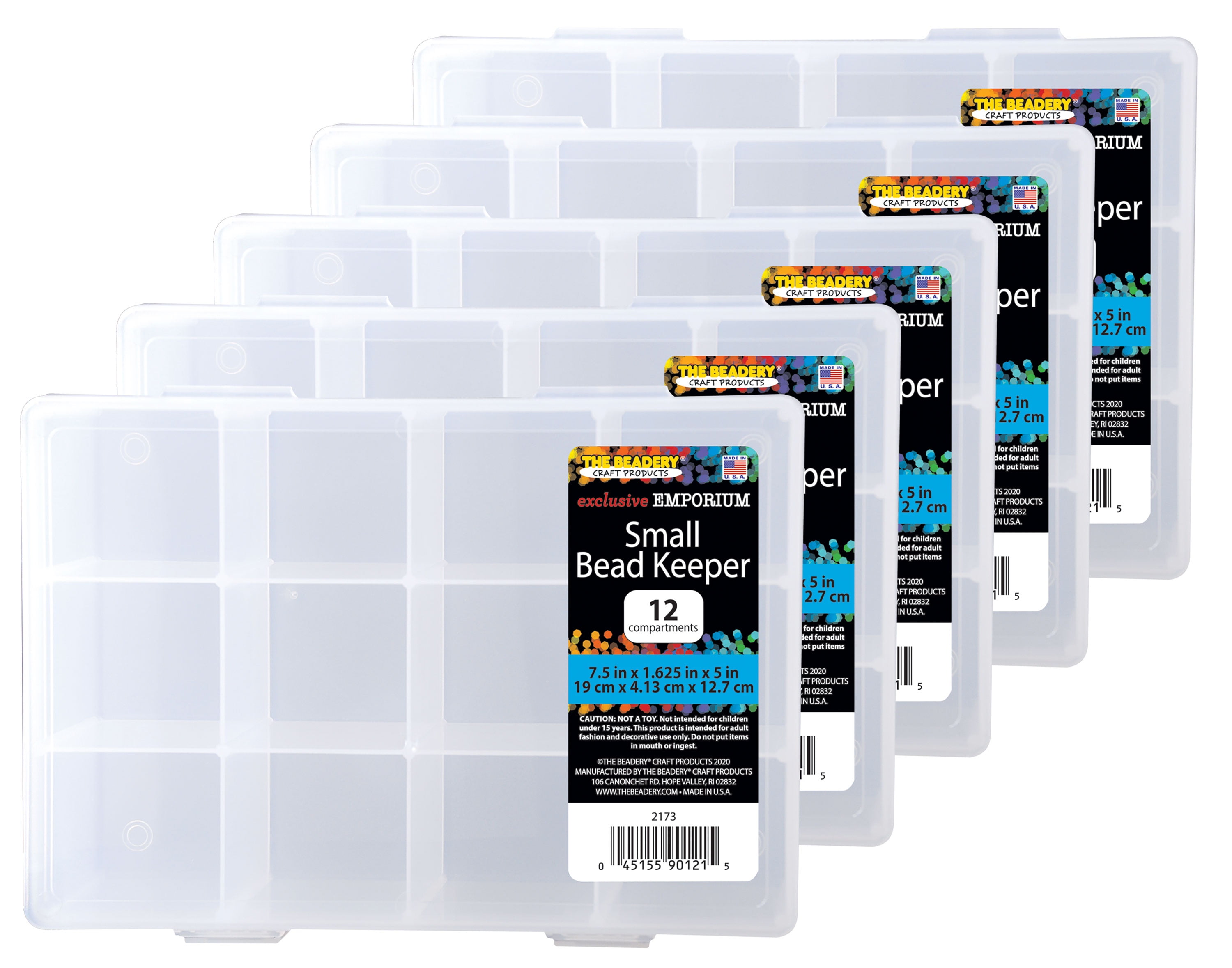 The Beadery 12 Compartment Clear Plastic Storage Box, Unisex, 5ea ...