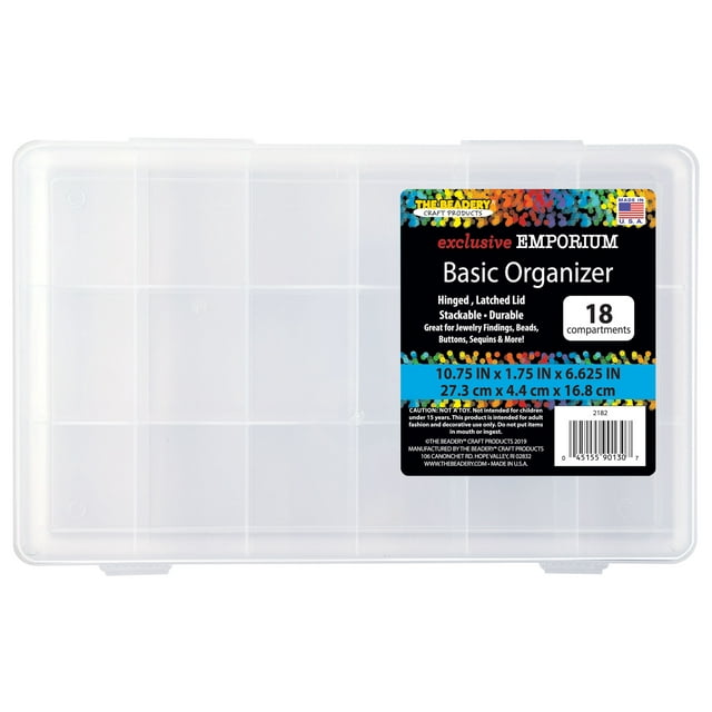 The Beadery - 18 Comp Basic Organizer Box - Clear Plastic - 2182 ...