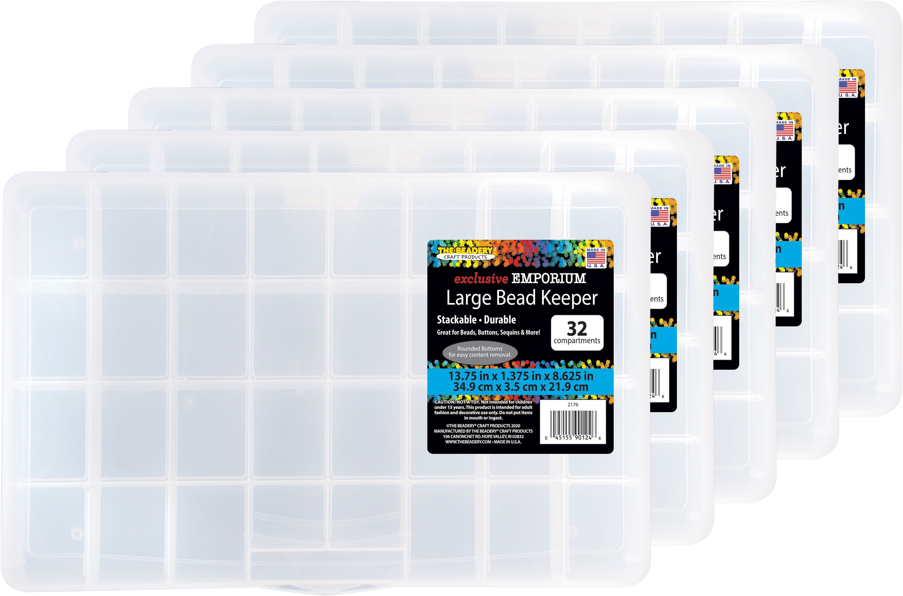 The Beadery, 32 Compartment Clear Plastic Storage Box, Unisex, 5ea ...
