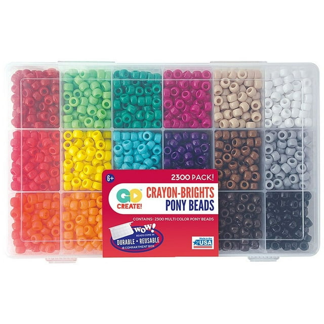 The Beadery DIY Art & Crafts Crayon Colors Pony Bead Box - 2300 Beads ...