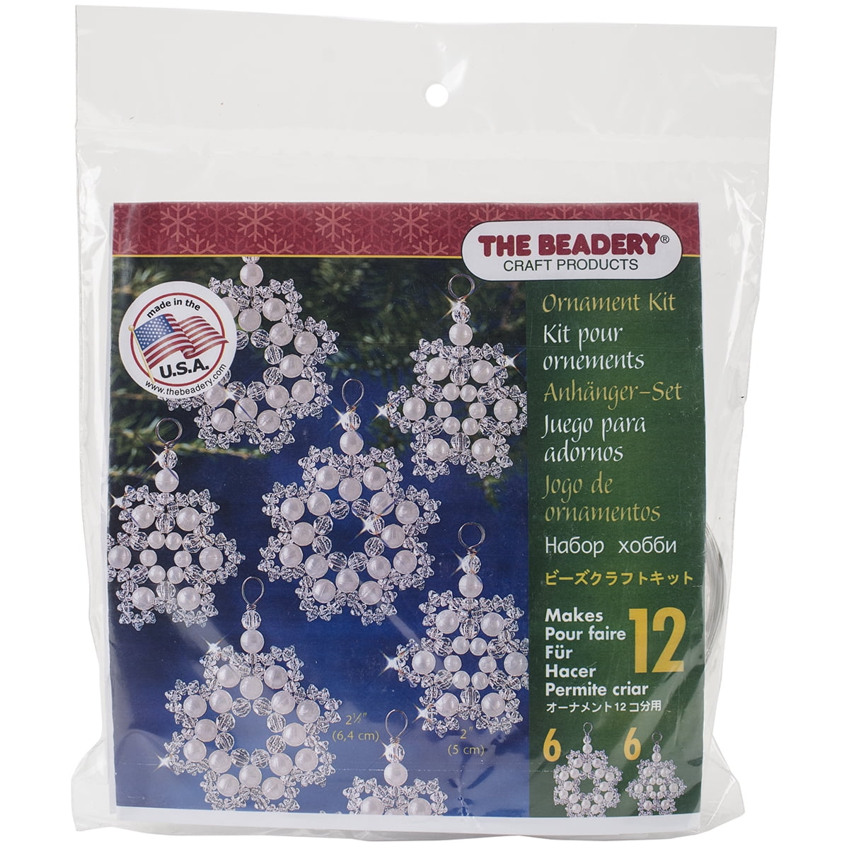 The Beadery Holiday Beaded Ornament Kit-Crystal & Pearl Snowflakes 2.5 ...
