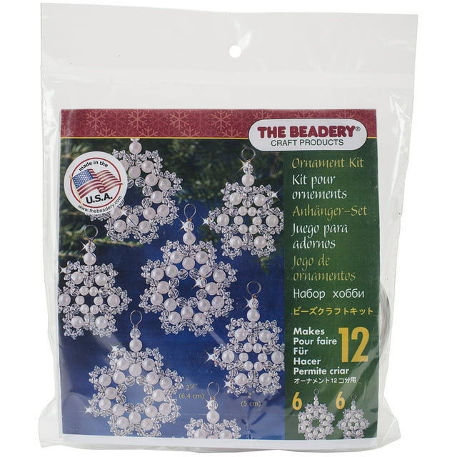 The Beadery Holiday Beaded Ornament Kit-Crystal & Pearl Snowflakes 2.5 ...