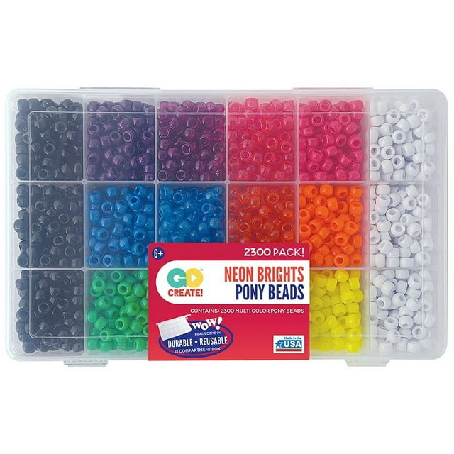 The Beadery Neon & Bright's Pony Bead Extravaganza Bead Box - Walmart.com