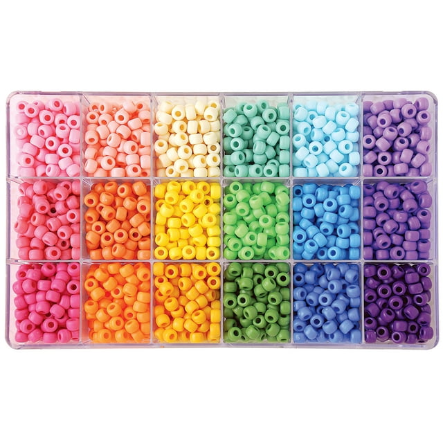 The Beadery Soft Pastel Color Bead Box, 2300 Plastic Matte Pony Beads ...