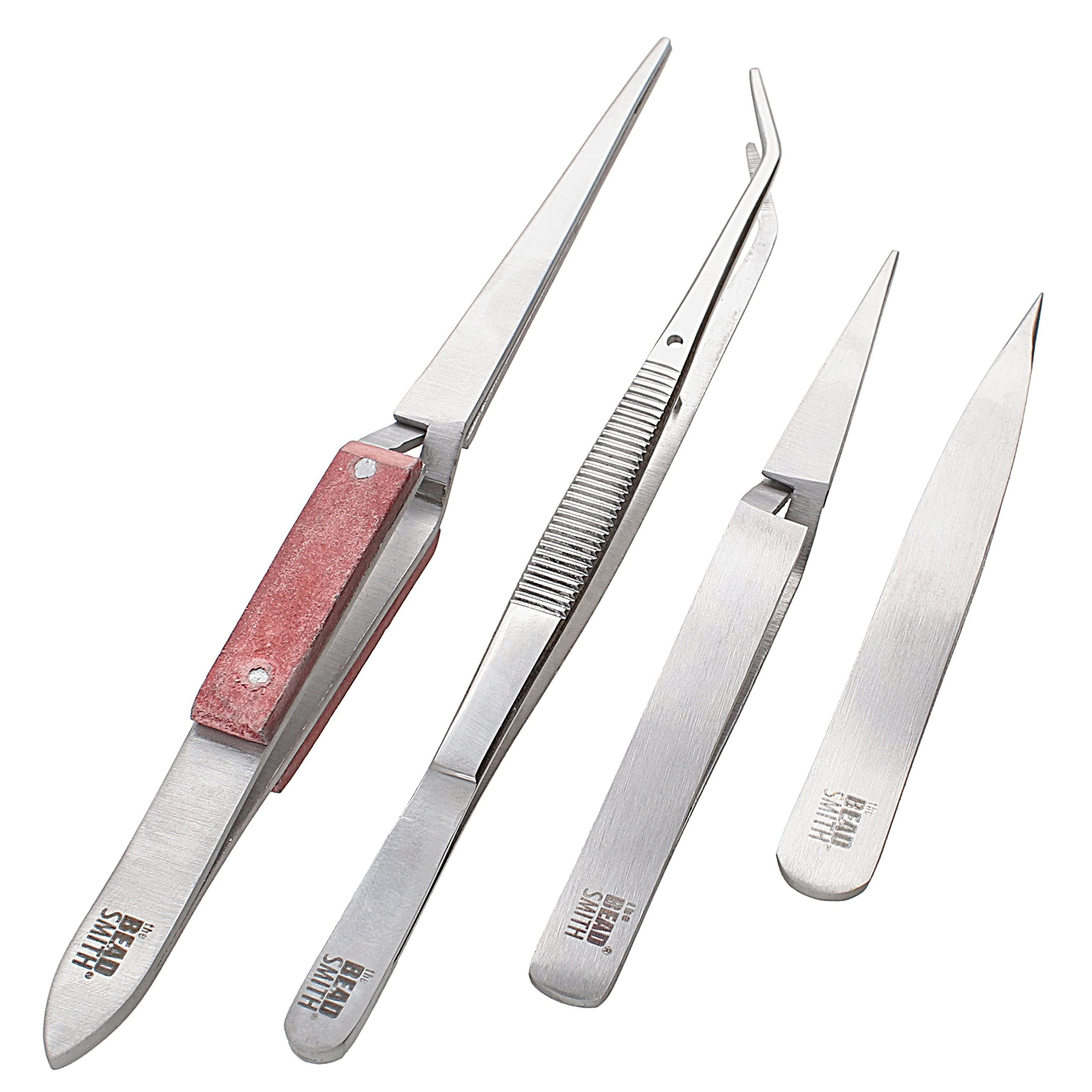 The Beadsmith 4-Piece Tweezer Set – Variety of Tweezer Types for Solder ...