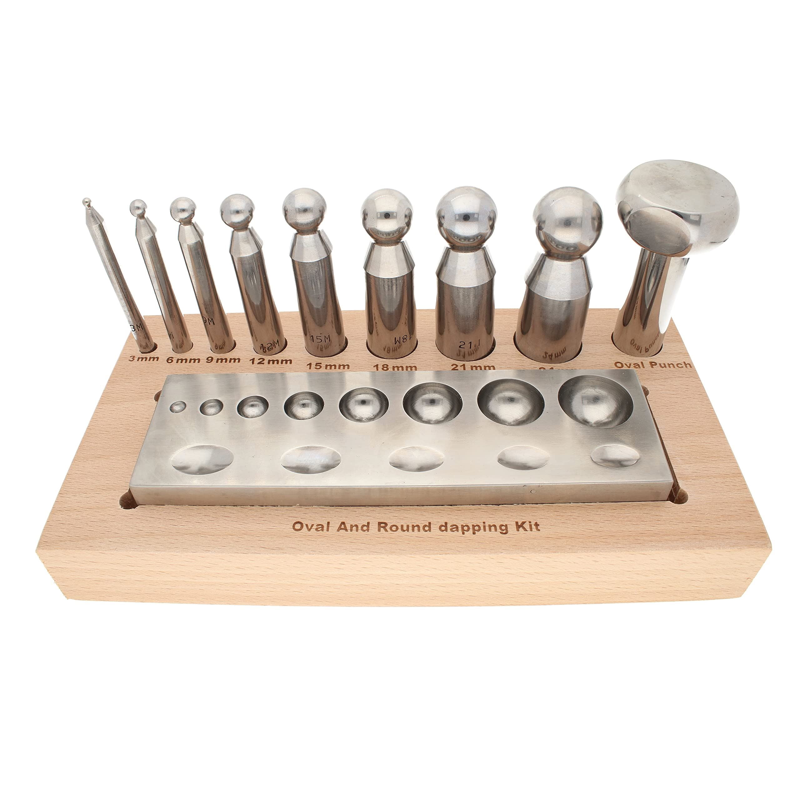 The Beadsmith 9-Piece Dapping Set – Includes 1 Oval Punch, 8 Round ...