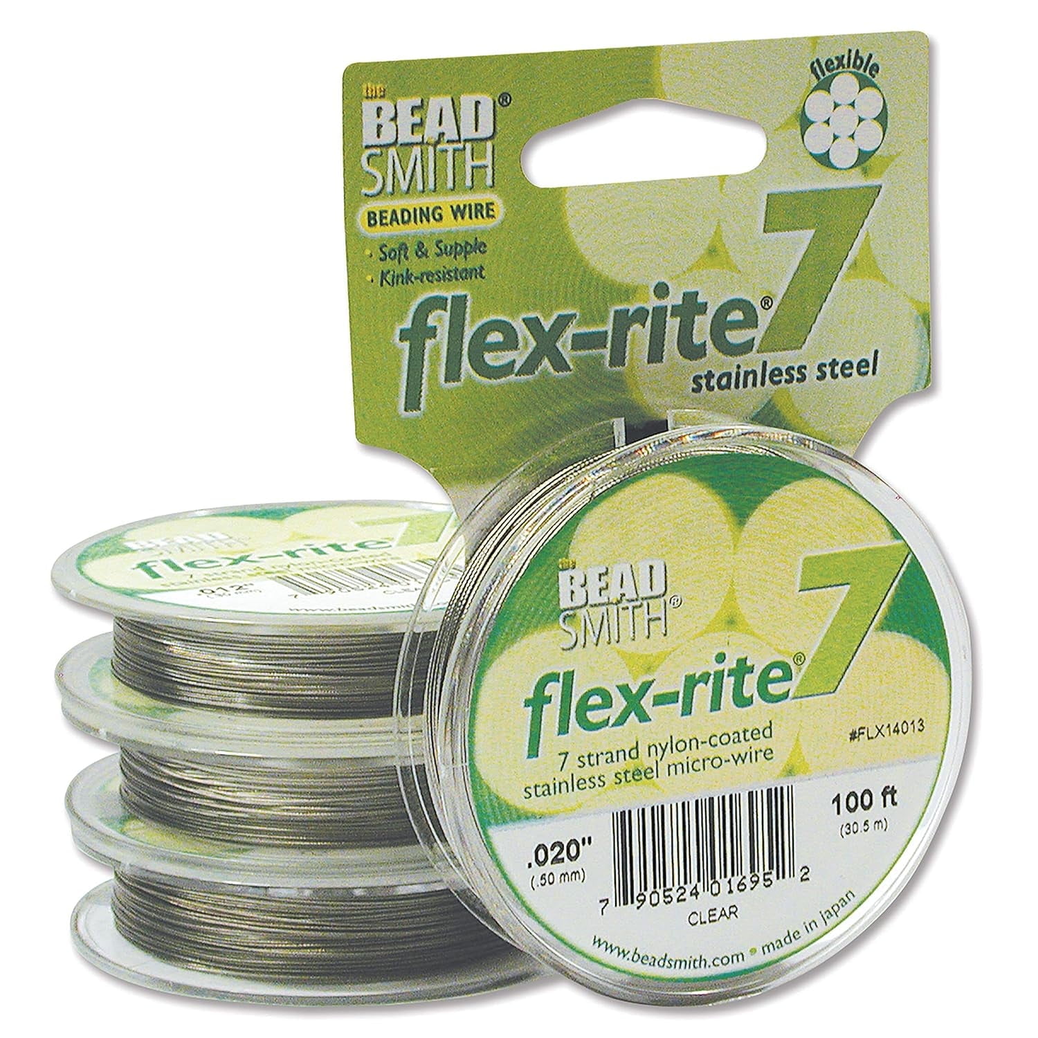 The Beadsmith Clear Coat Flex Rite Beading Stringing Wire .020 Inch 100 ...