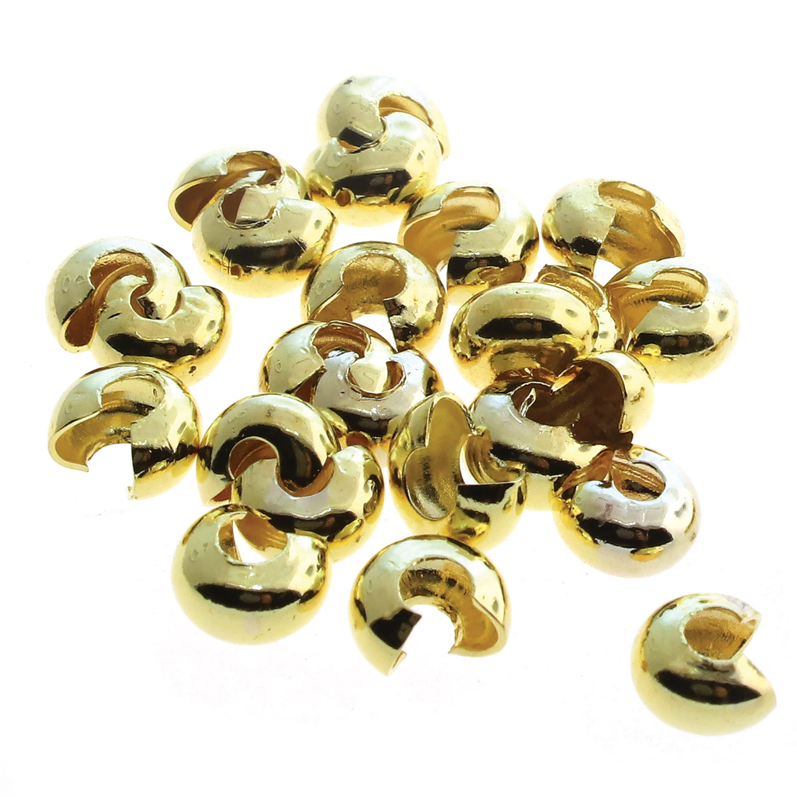The Beadsmith Crimp Bead Covers – Smooth Round Shape, Half Open, Gold ...