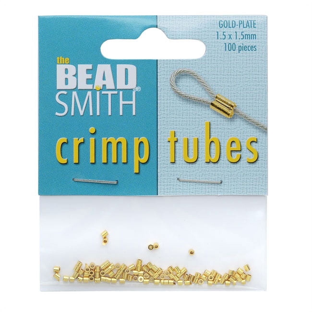 The Beadsmith Crimp Beads, Tube 1.5x1.5mm, 100 Pieces, Gold Plated ...