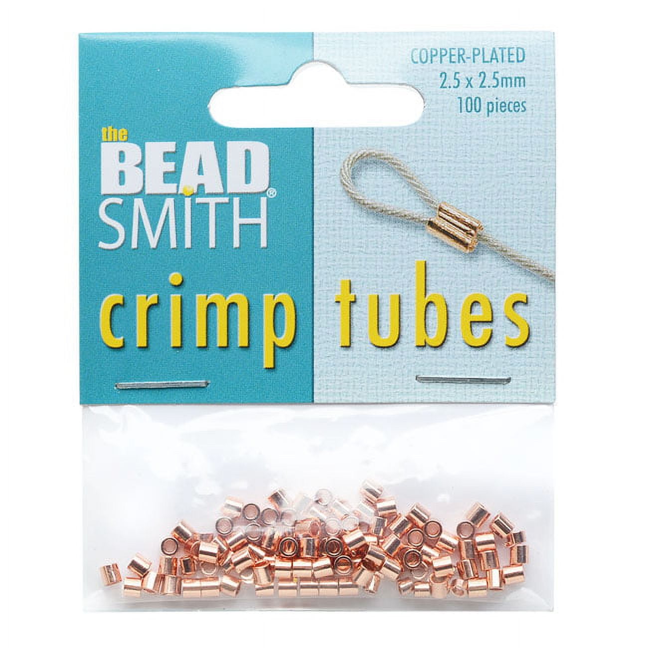 The Beadsmith Crimp Beads, Tube 2.5x2.5mm, 100 Pieces, Copper Plated ...