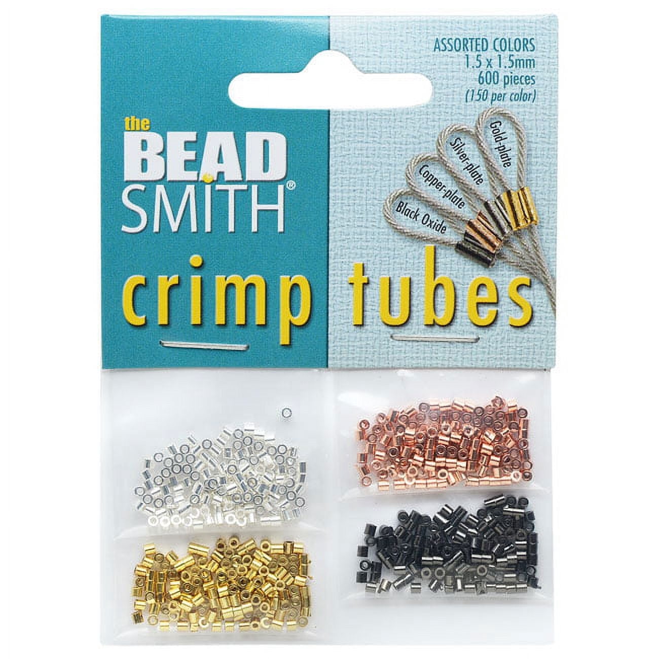 The Beadsmith Crimp Beads, Tube 4 Pack 1.5x1.5mm, 600 Pieces, 4 ...