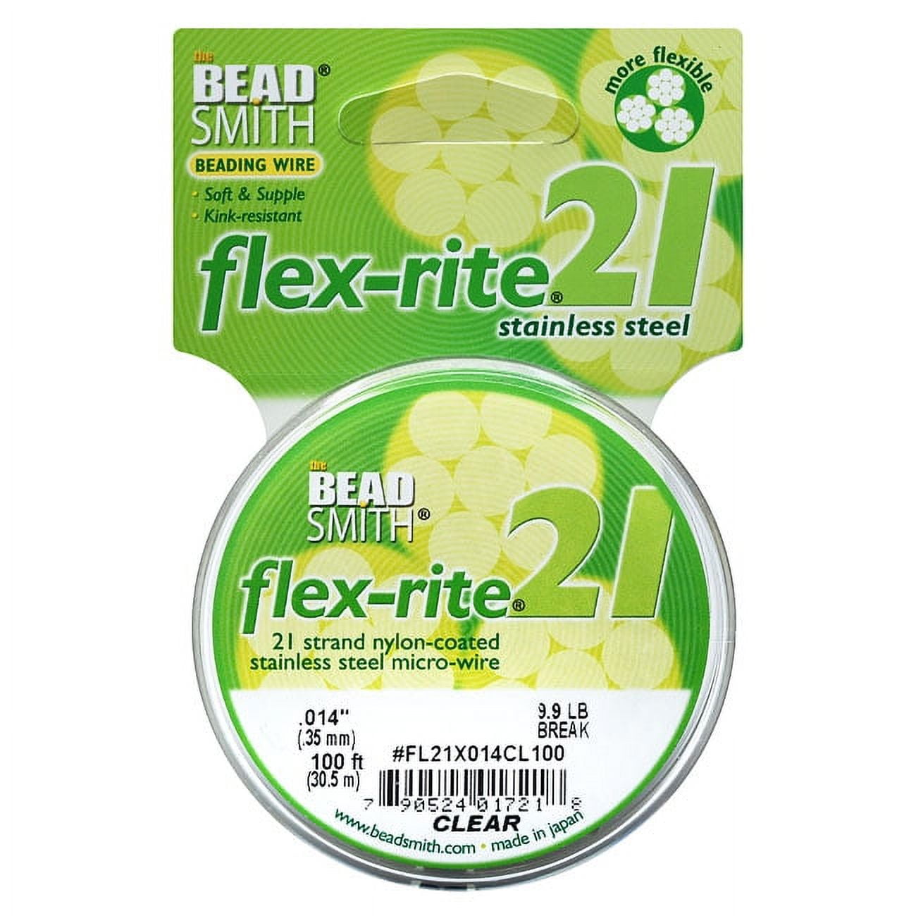 The Beadsmith Flex-Rite Beading Wire, 21 Strand .014" Thick, 100 Foot ...