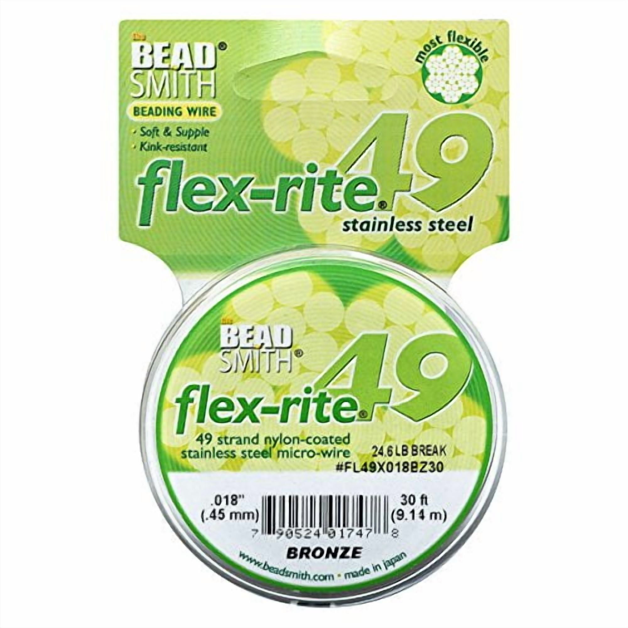 The Beadsmith Flex-Rite Beading Wire, 49 Strand .018" Thick, 30 Foot ...