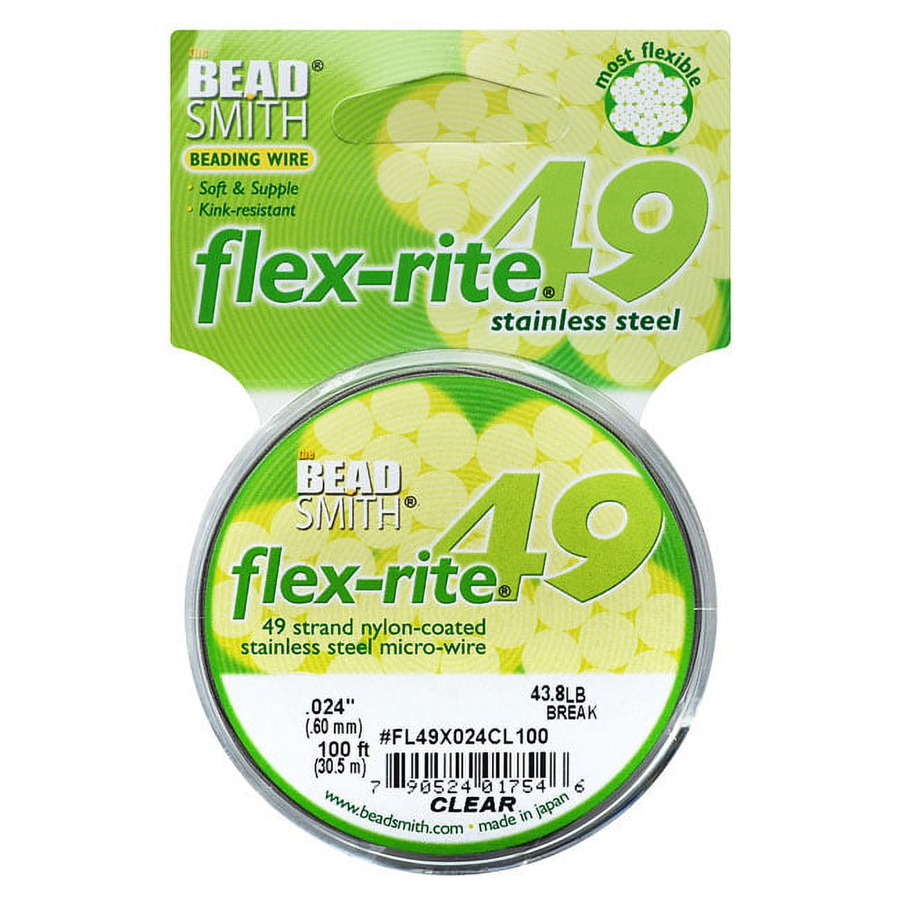 The Beadsmith Flex-Rite Wire - Beading Wire, 49 Strand, Clear, .024 ...