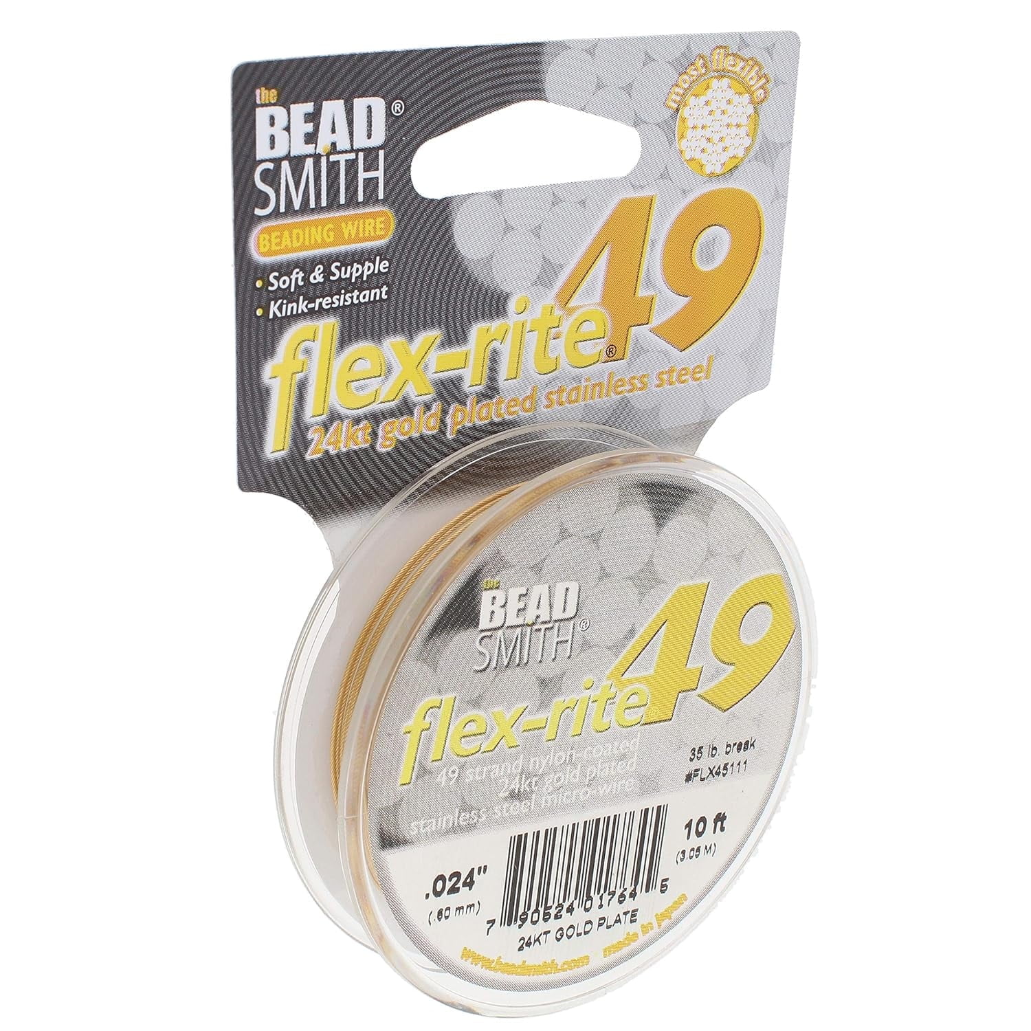 The Beadsmith Flex-Rite Wire - Beading Wire, 49 Strand, Gold-Plated ...