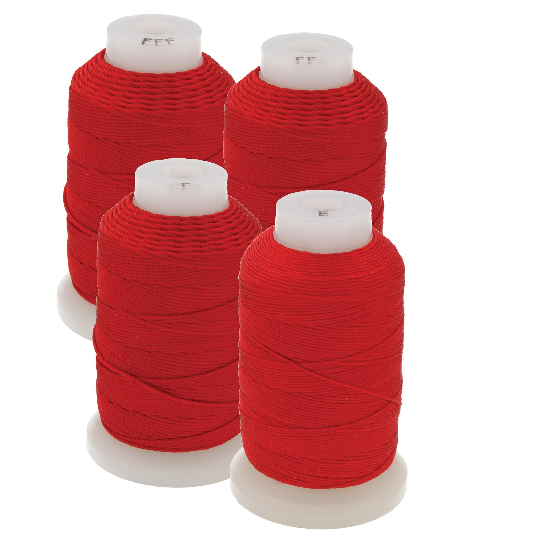 The Beadsmith Pure Silk Cord – Red Color – 4 Assorted Sizes E, F, FF ...