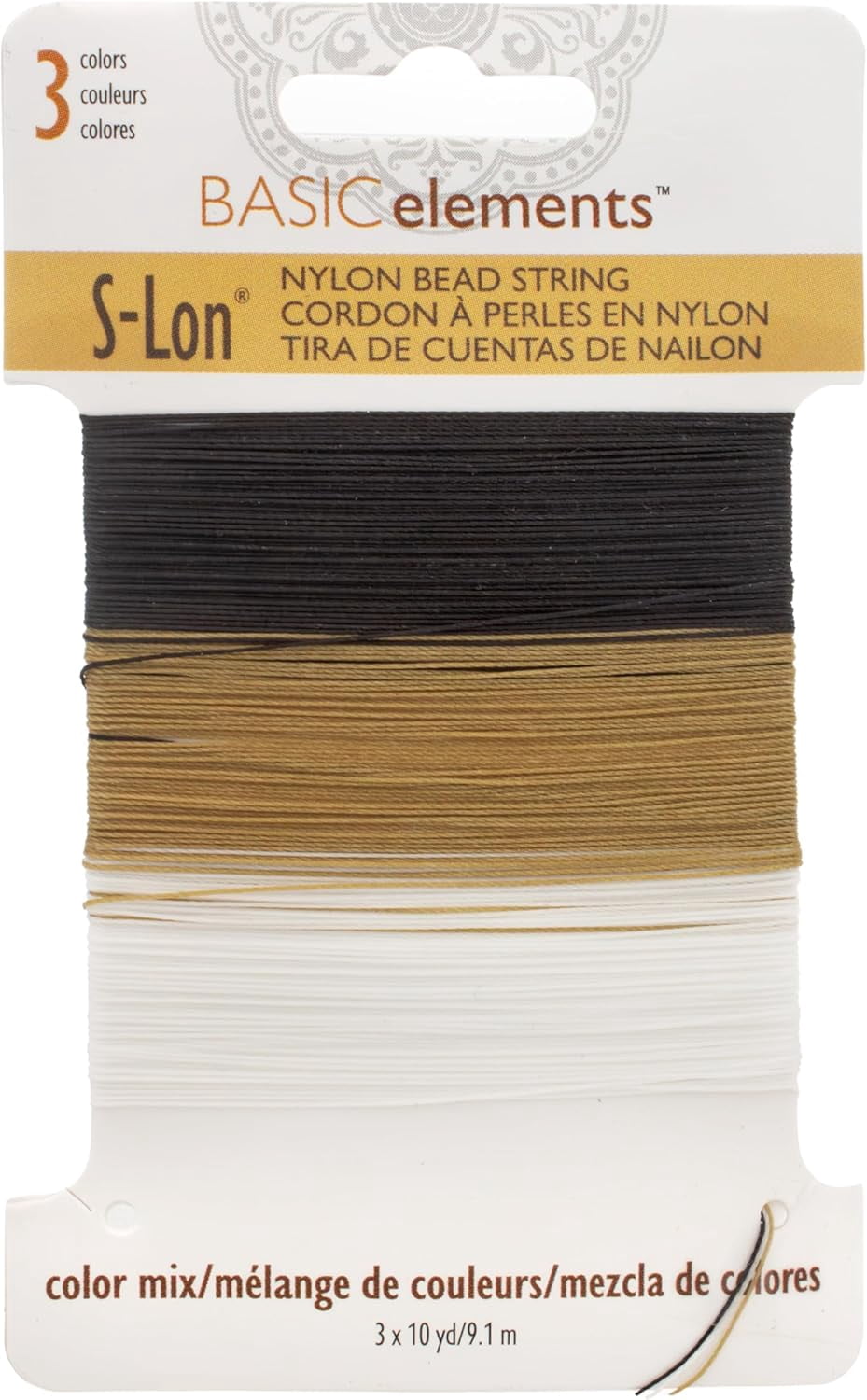 The Beadsmith S-Lon Beading Thread – 3 Colors (Black, White, Khaki ...