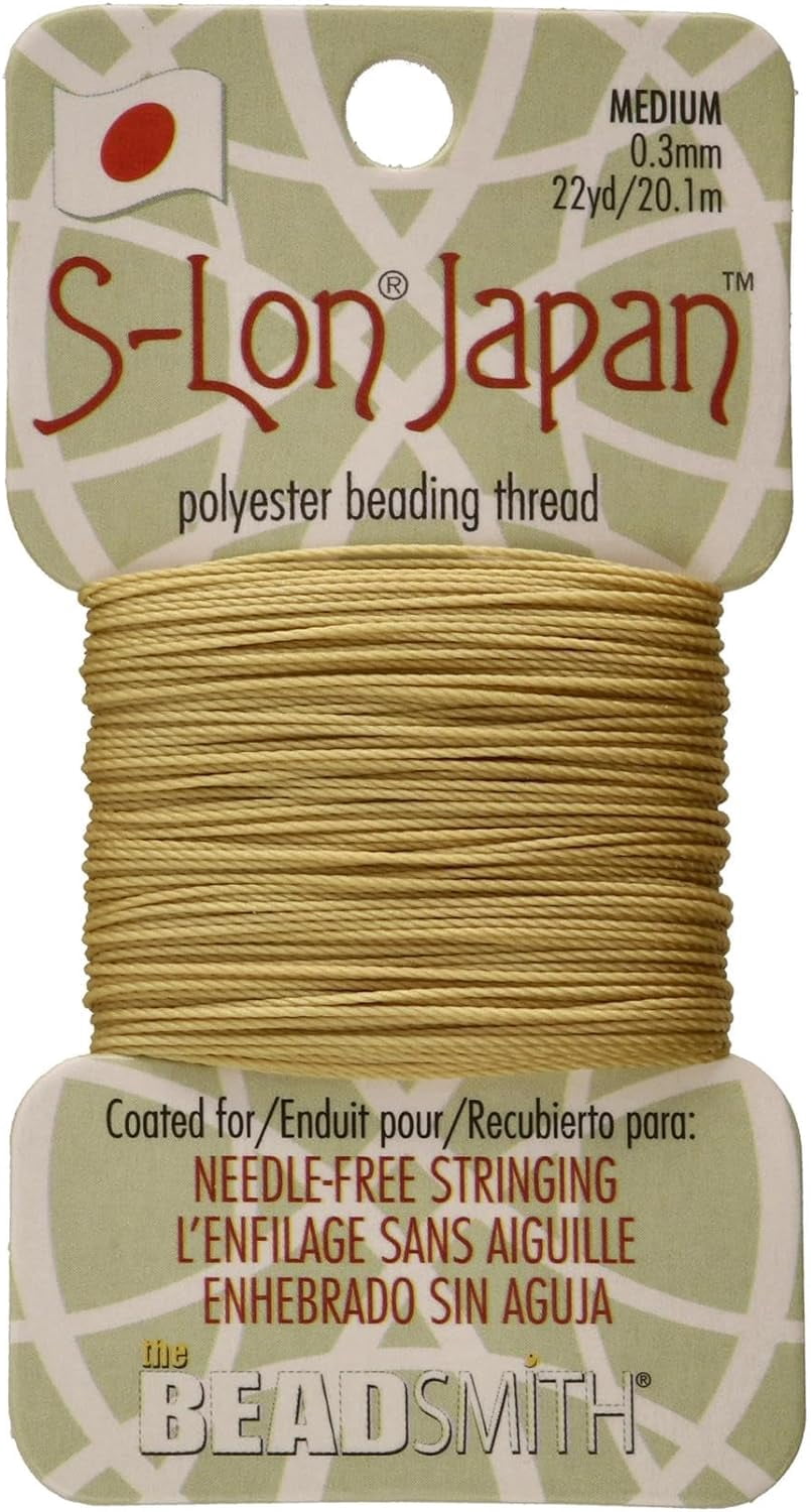 The Beadsmith S-Lon Japan – Medium Polyester Thread – Khaki Color, .3mm ...