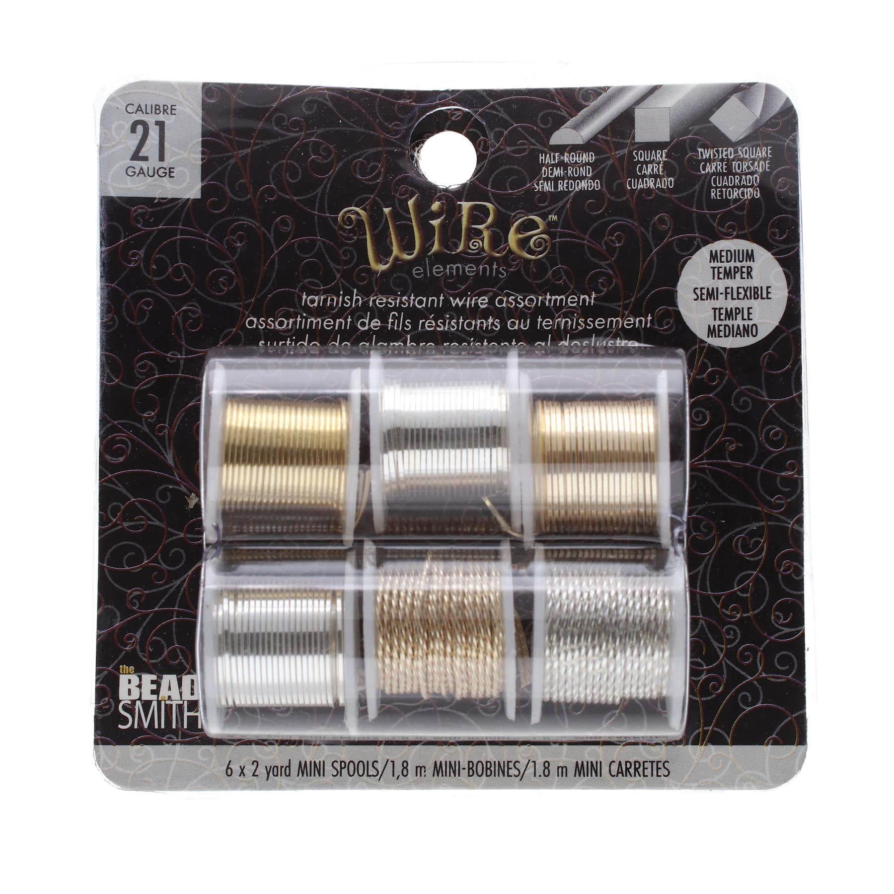 The Beadsmith Tarnish Resistant Wire - Medium Temper – 21 Gauge, 6 Pack ...