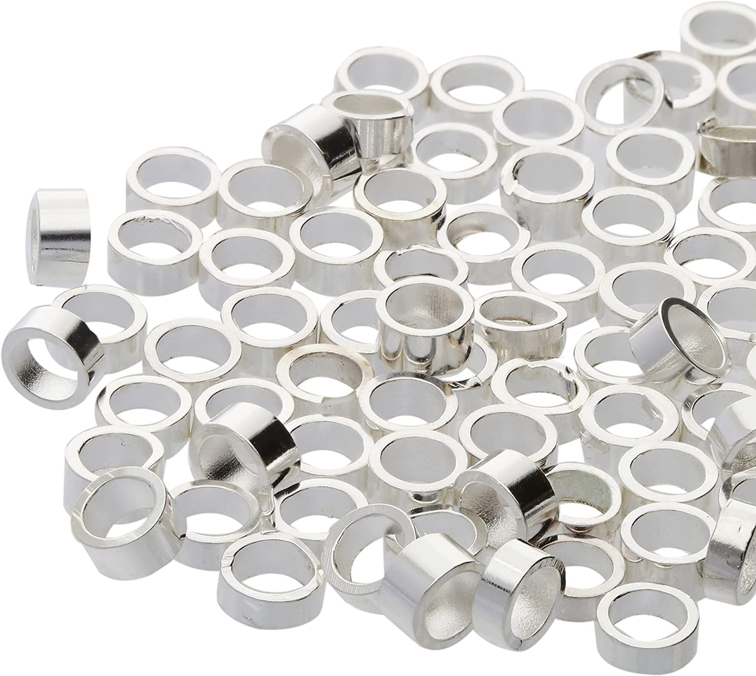 The Beadsmith Tube Crimp Beads, 4 x 3mm, 100 Pieces, Silver Color ...