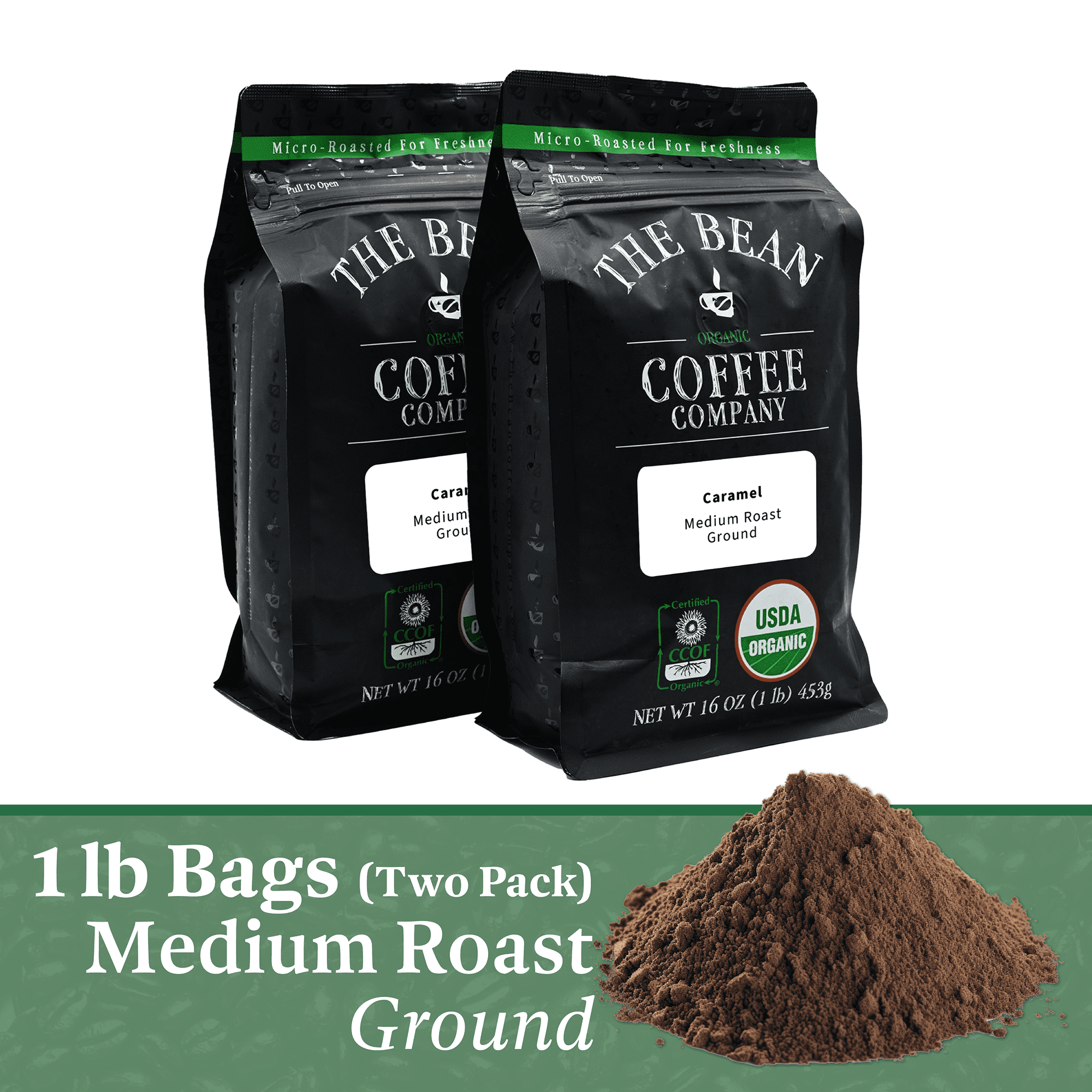 The Bean Organic Coffee Company Caramel, Medium Roast, Ground Coffee ...