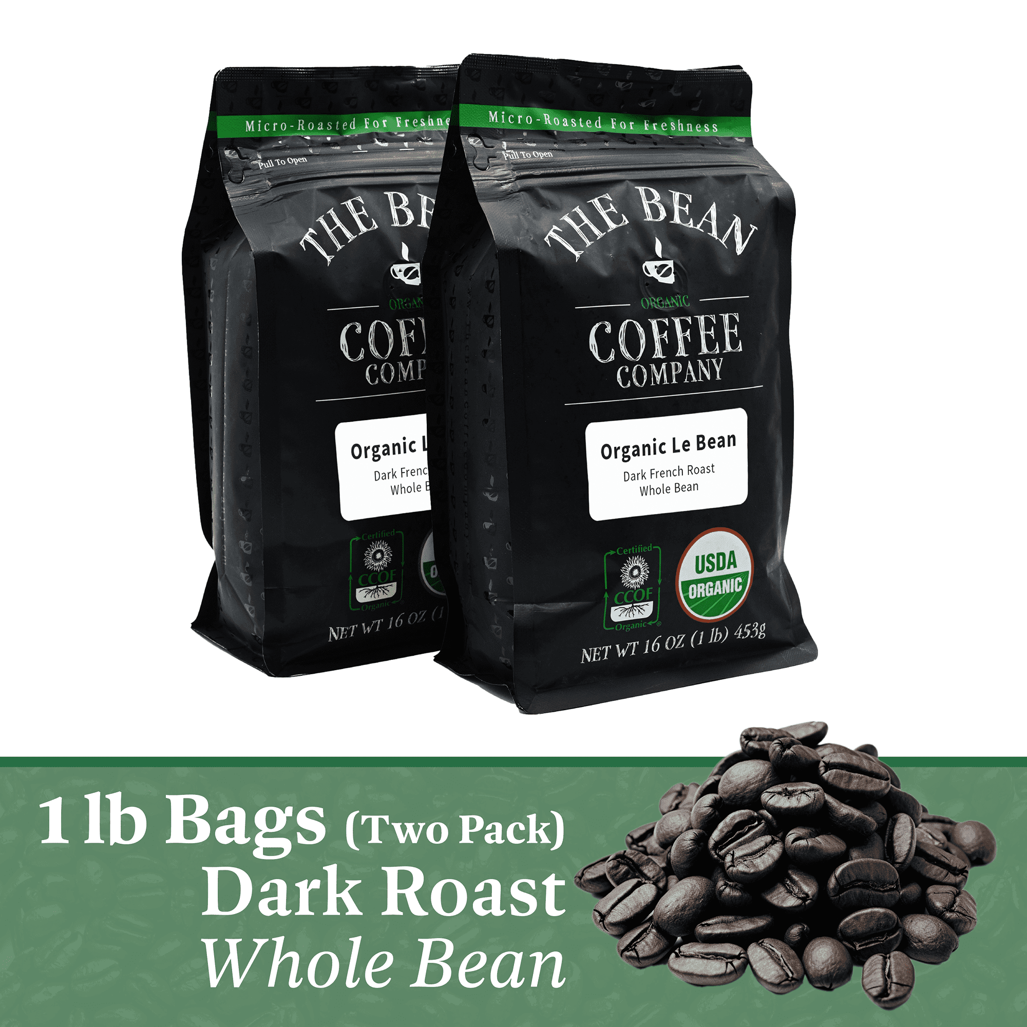 The Bean Organic Coffee Company Le Bean, Dark French Roast, Whole Bean ...