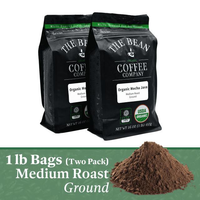 The Bean Organic Coffee Company Mocha Java, Medium Roast, Ground Coffee ...