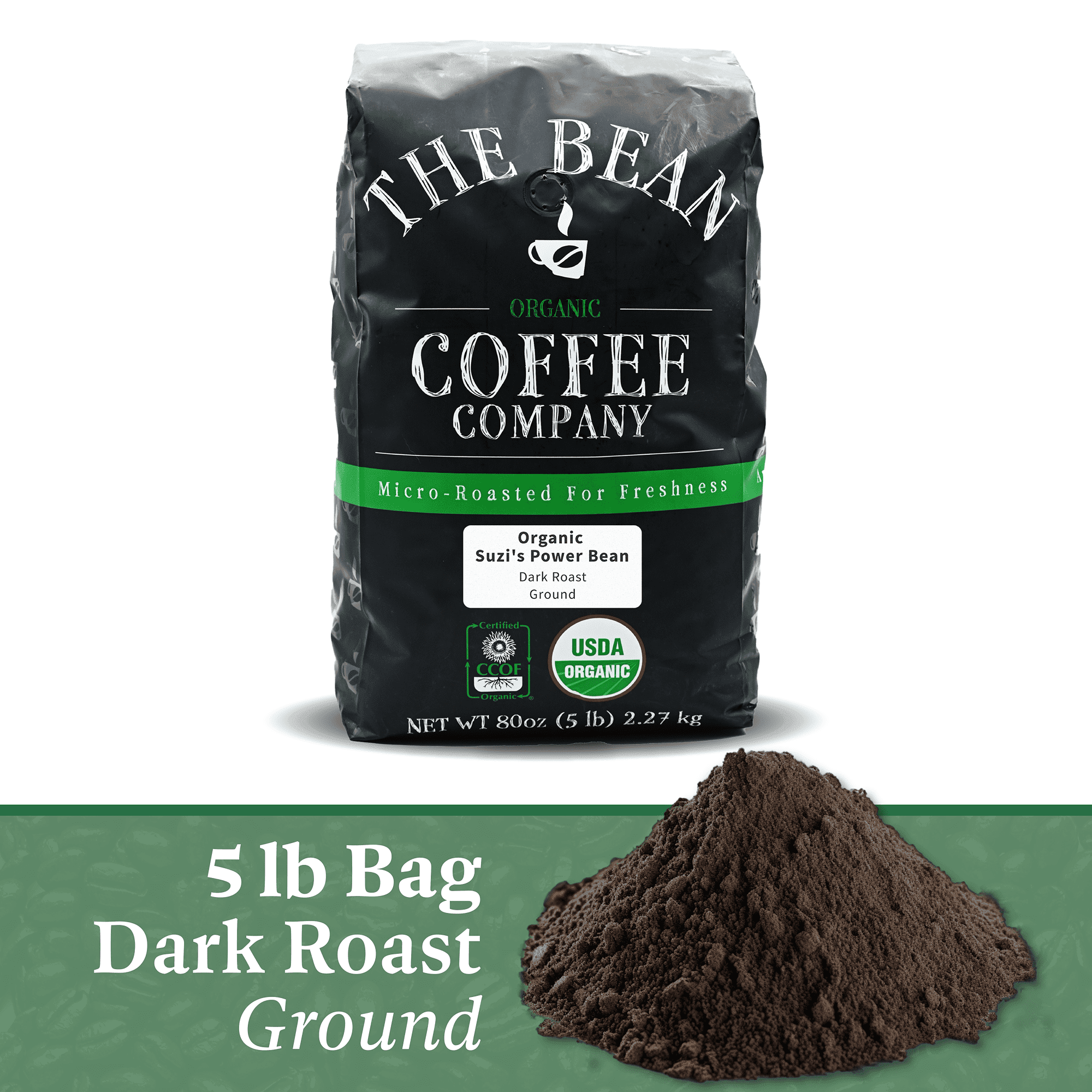 The Bean Organic Coffee Company Suzi's Power Bean, Dark Roast, Ground ...