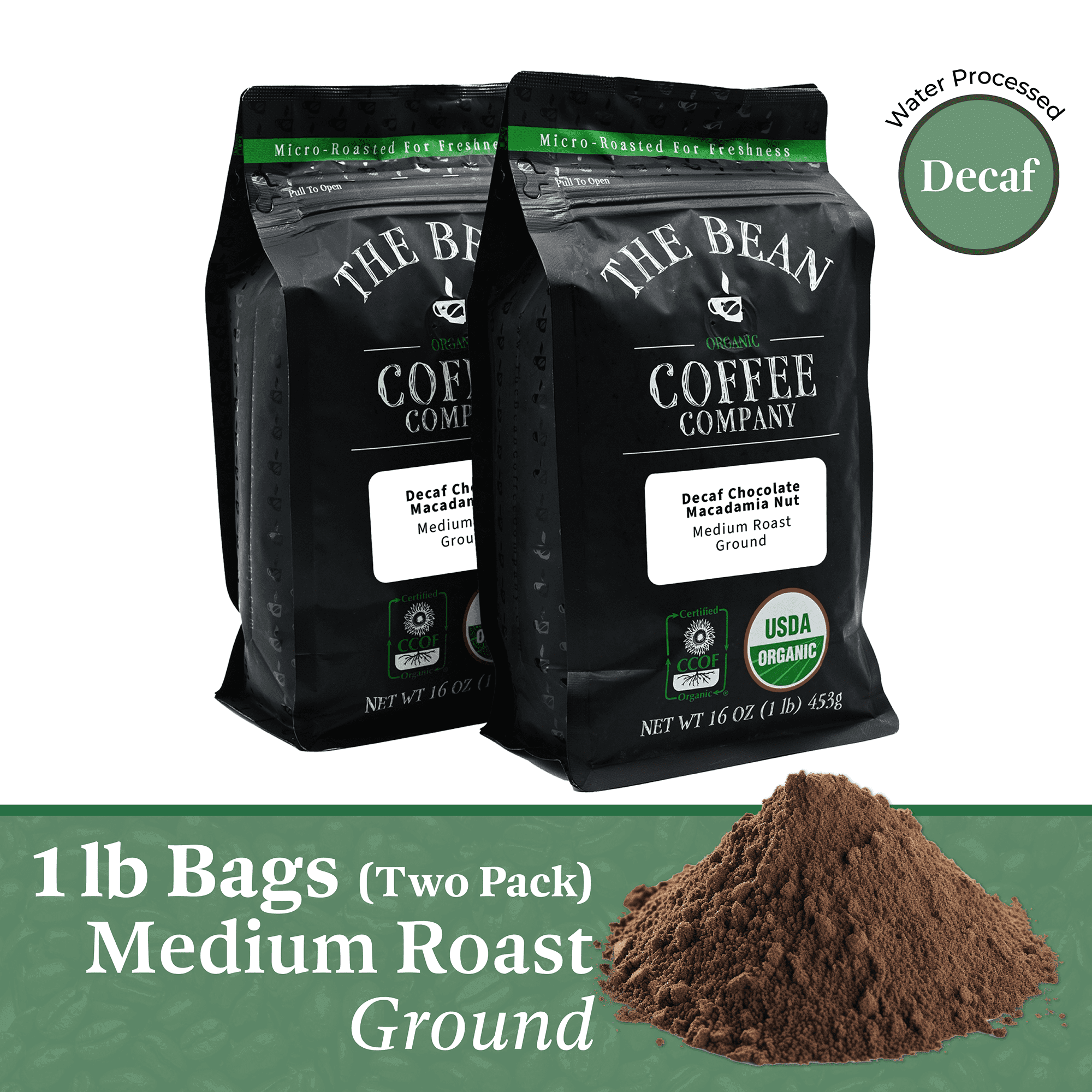 The Bean Organic Coffee Company Water Processed DECAF Chocolate ...