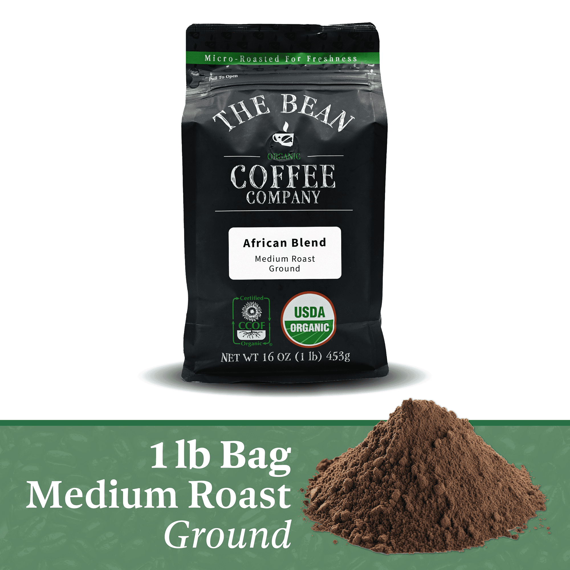 The Bean Organic Coffee Company African Blend, Medium Roast, Ground ...