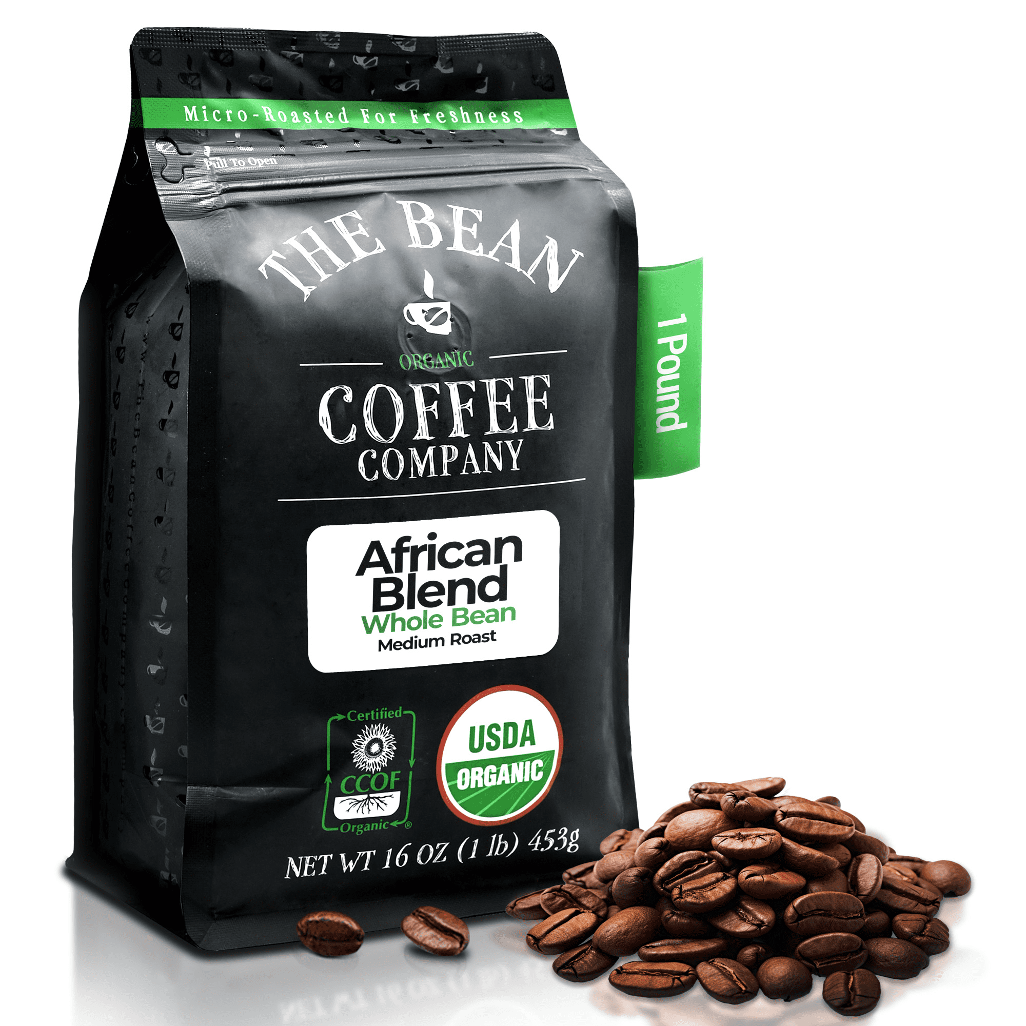 The Bean Organic Coffee Company African Blend, Medium Roast, Whole Bean ...