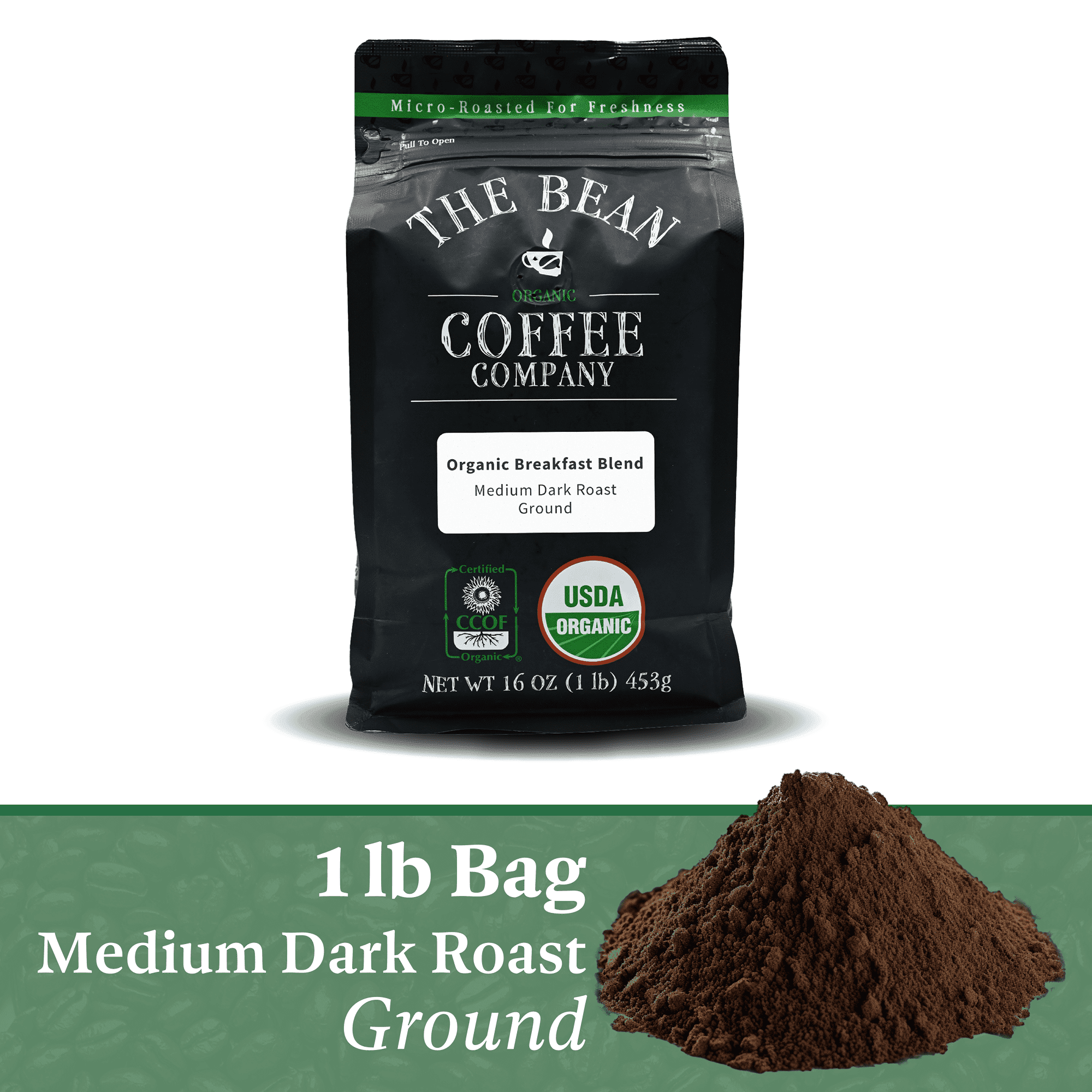 The Bean Organic Coffee Company Breakfast Blend, Medium Dark Roast ...
