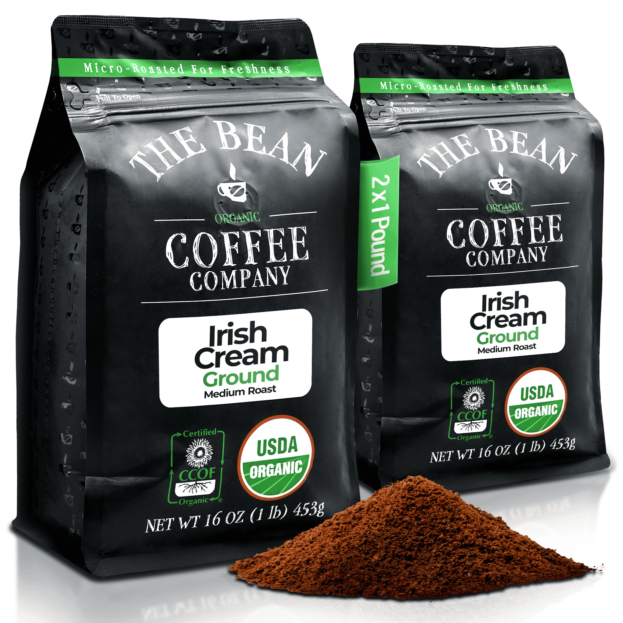 The Bean Organic Coffee Company Irish Cream, Medium Roast, Ground ...