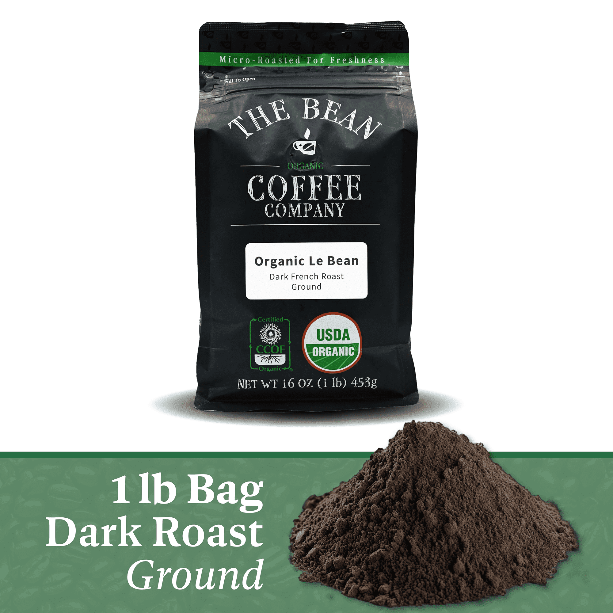The Bean Organic Coffee Company Le Bean, Dark French Roast, Ground ...
