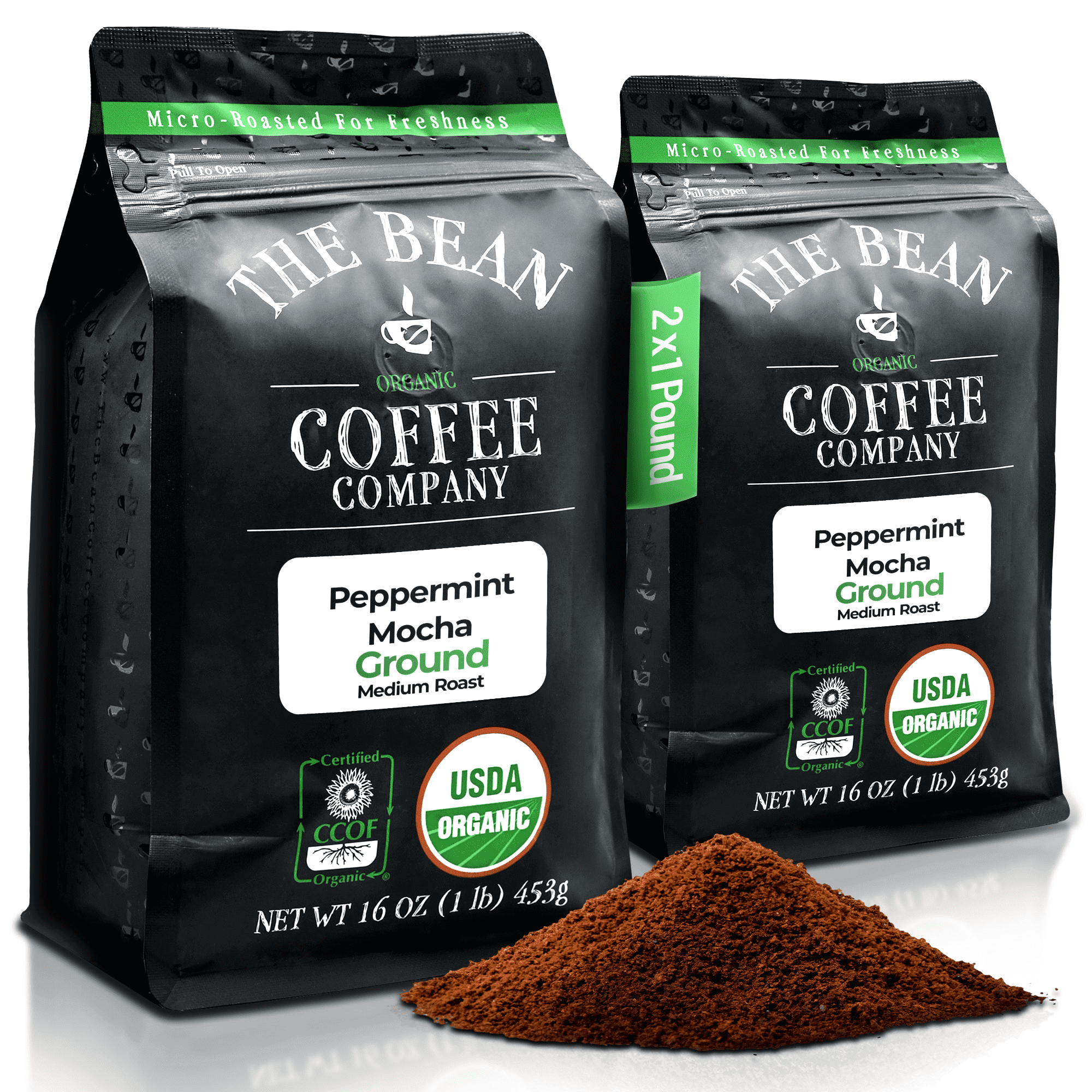 The Bean Organic Coffee Company Peppermint Mocha, Medium Roast, Ground ...