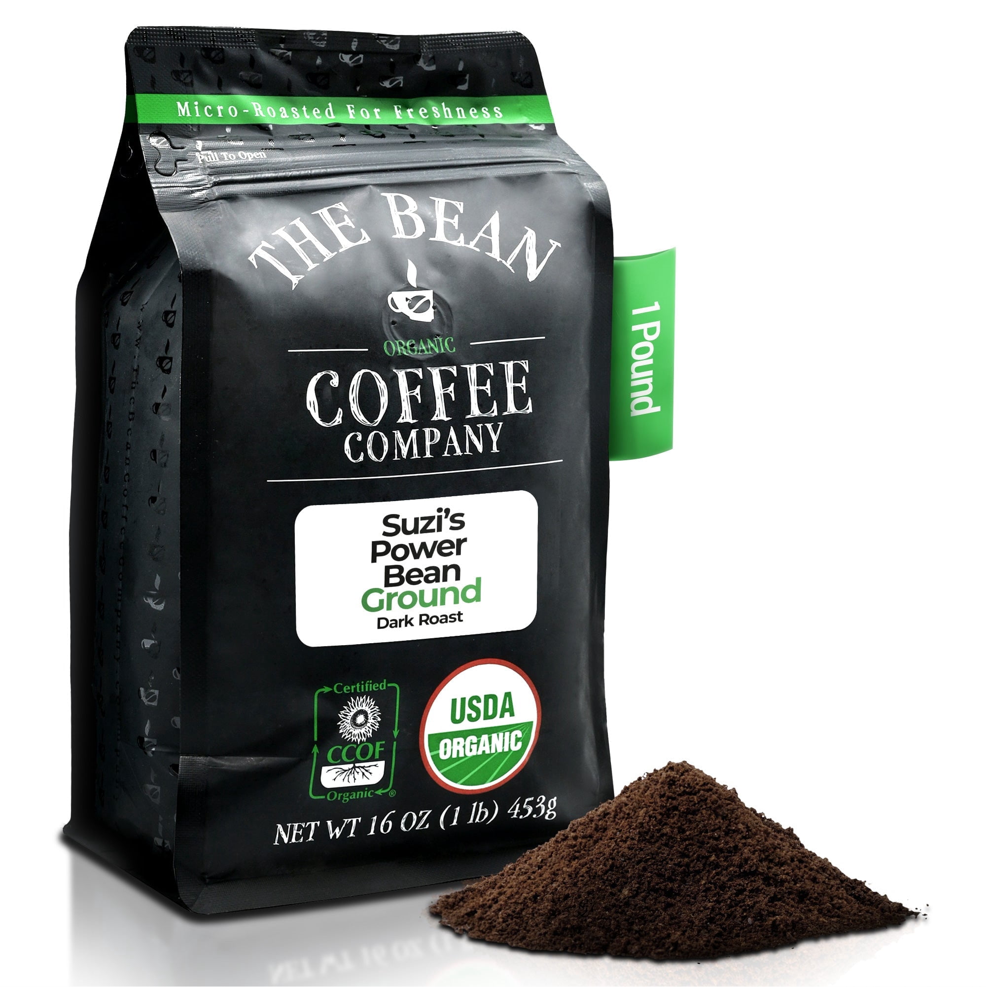The Bean Organic Coffee Company Suzi's Power Bean, Dark Roast, Ground ...