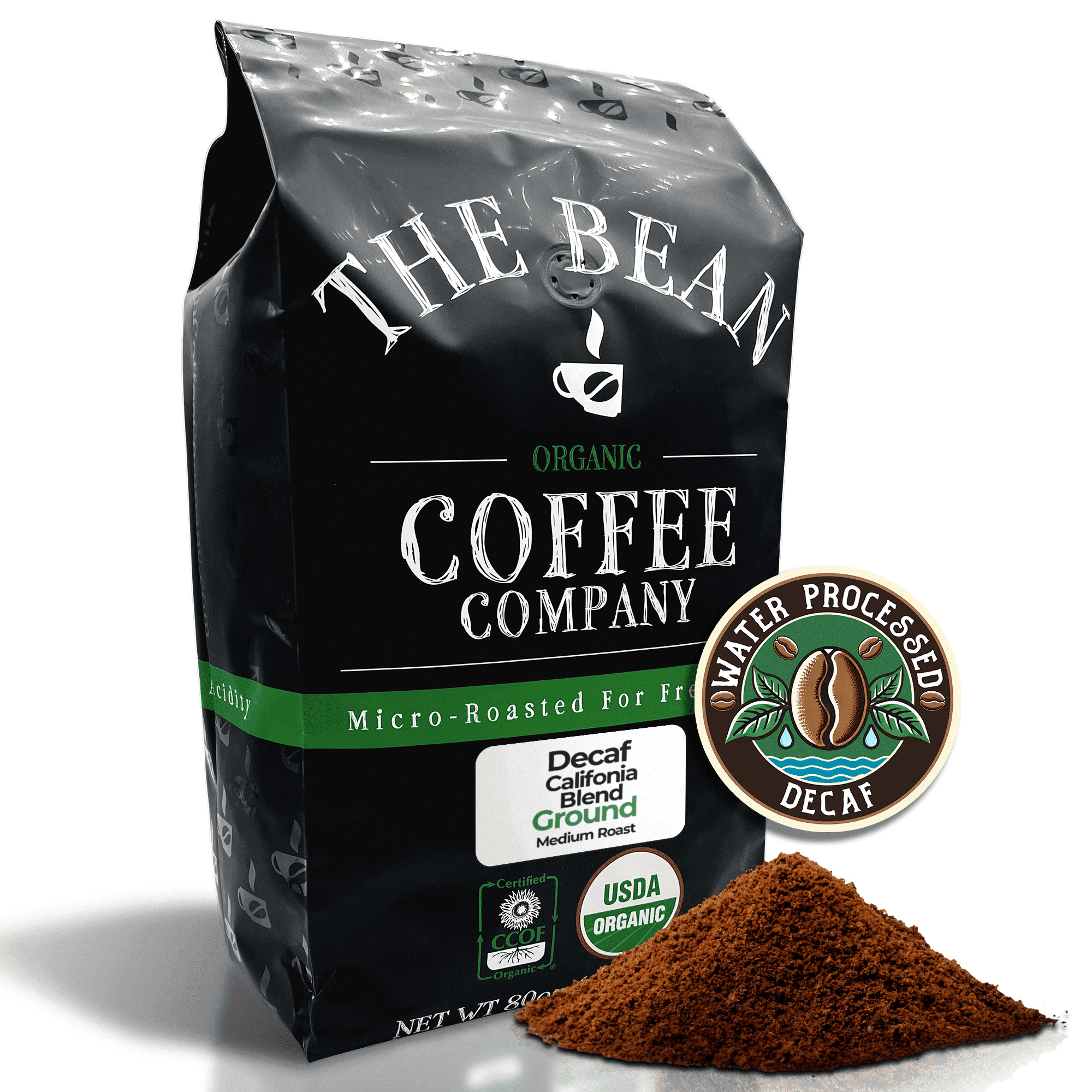 The Bean Organic Coffee Company Water Processed DECAF California Blend ...