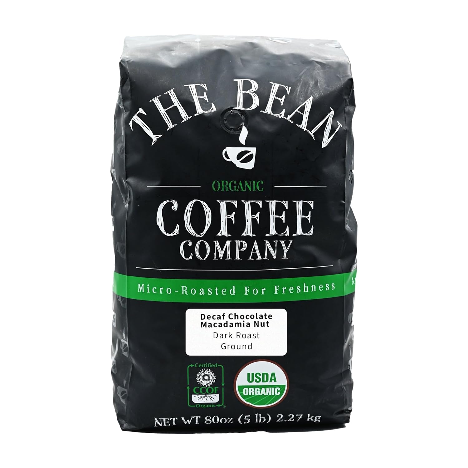 The Bean Organic Coffee Company Water Processed DECAF Chocolate Macadamia Nut Medium Roast ...