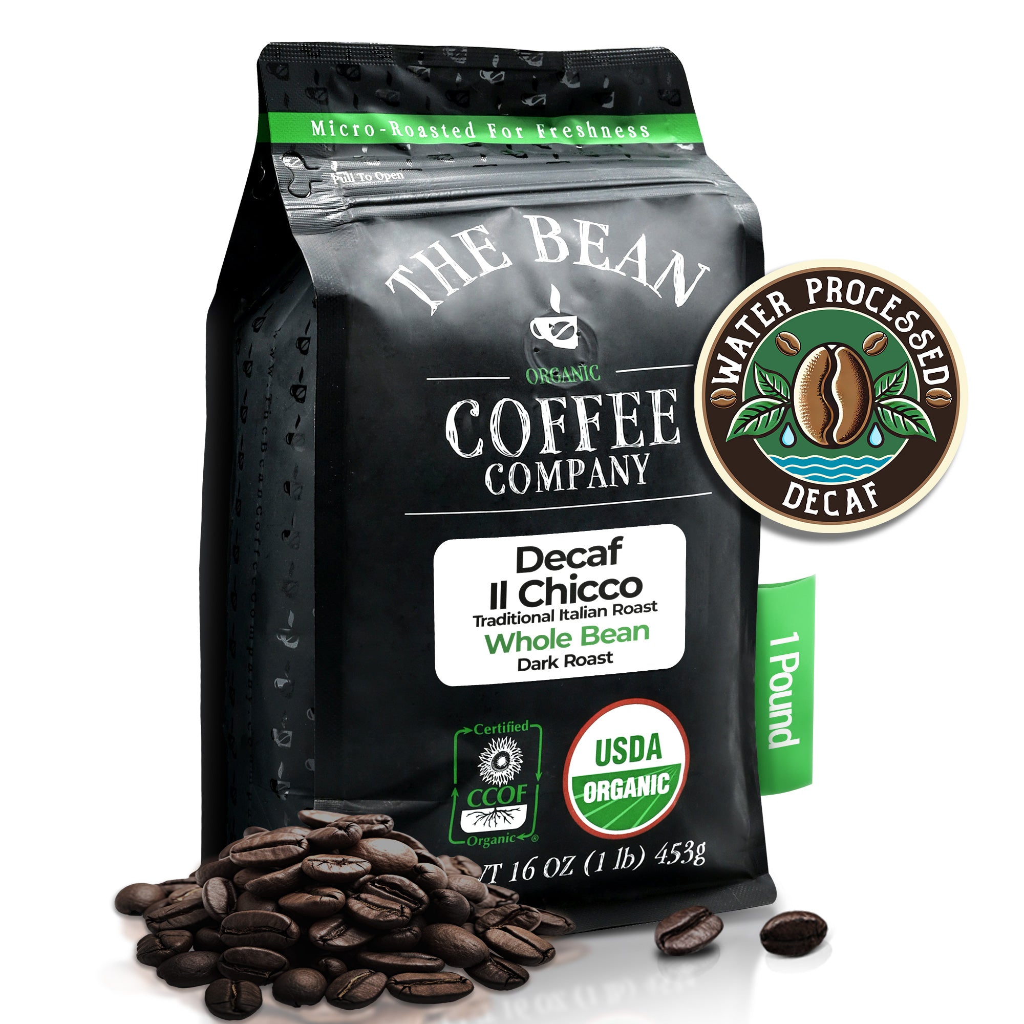 The Bean Organic Coffee Company Water Processed DECAF IL Chicco ...
