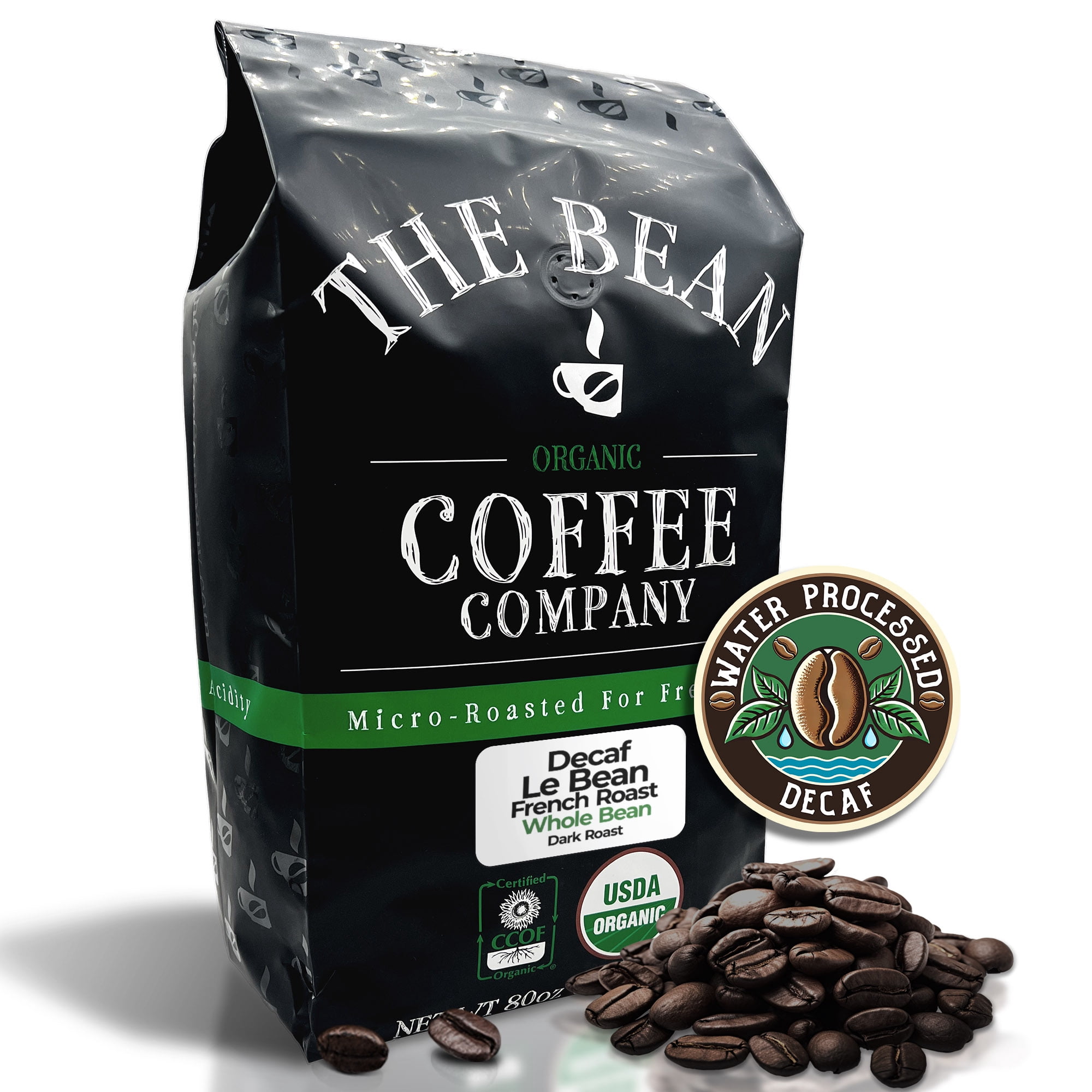 The Bean Organic Coffee Company Water Processed DECAF Le Bean, Dark ...