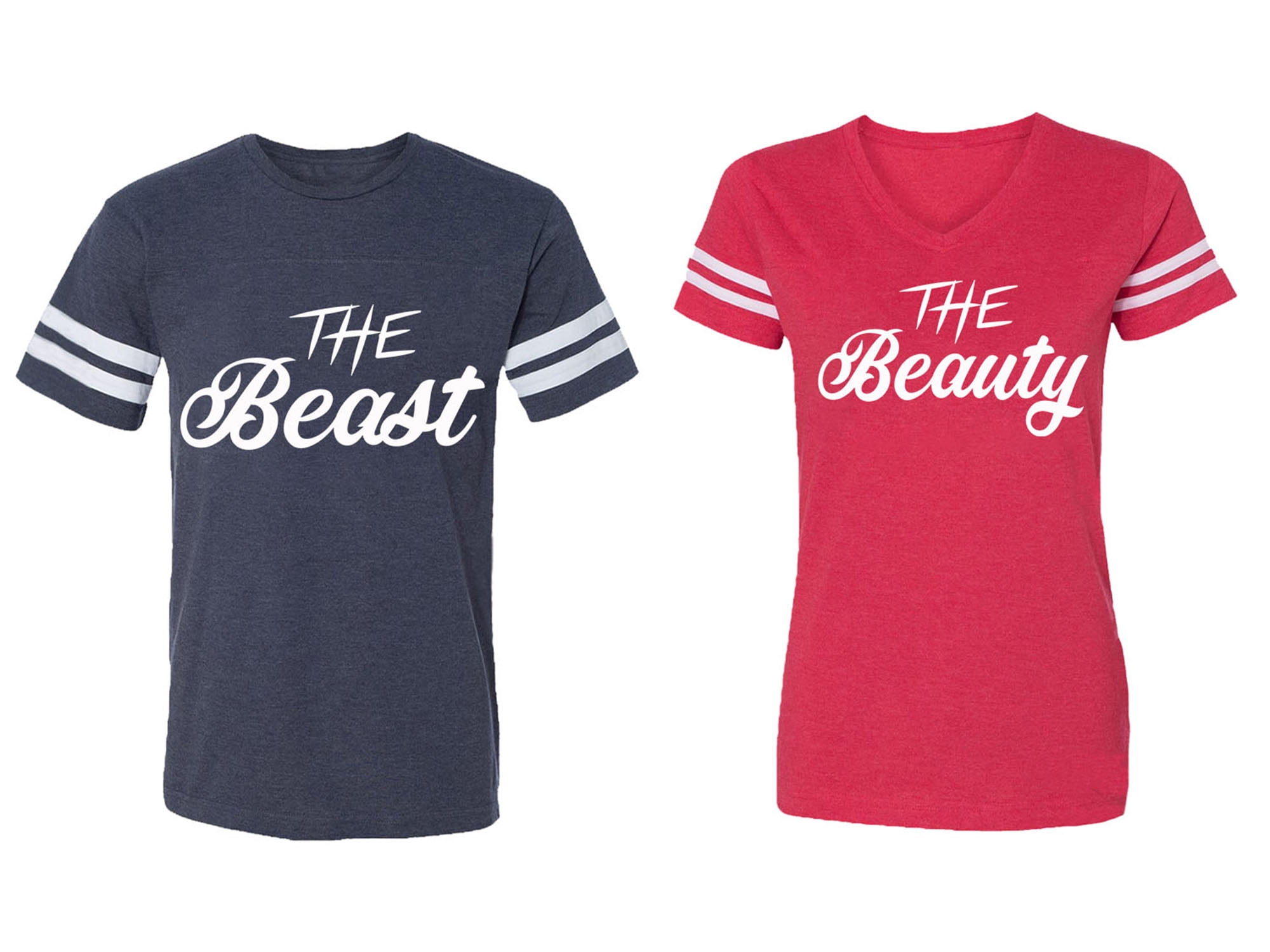 The Beast The Beauty Matching Couple Cotton Jerseys (Men Navy / Women ...