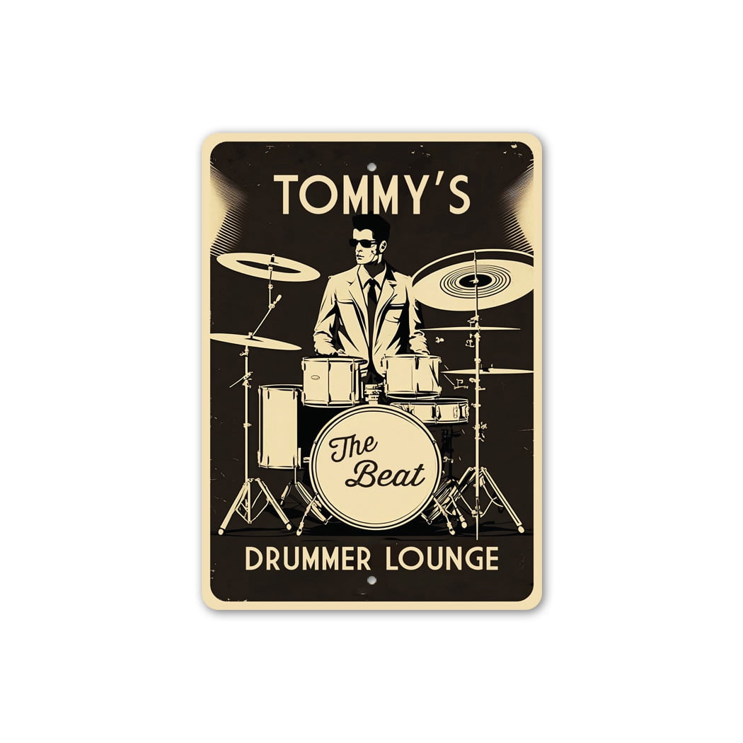 The Beat Drummer Lounge Aluminum Metal Decor Sign - 4x18 inches ...