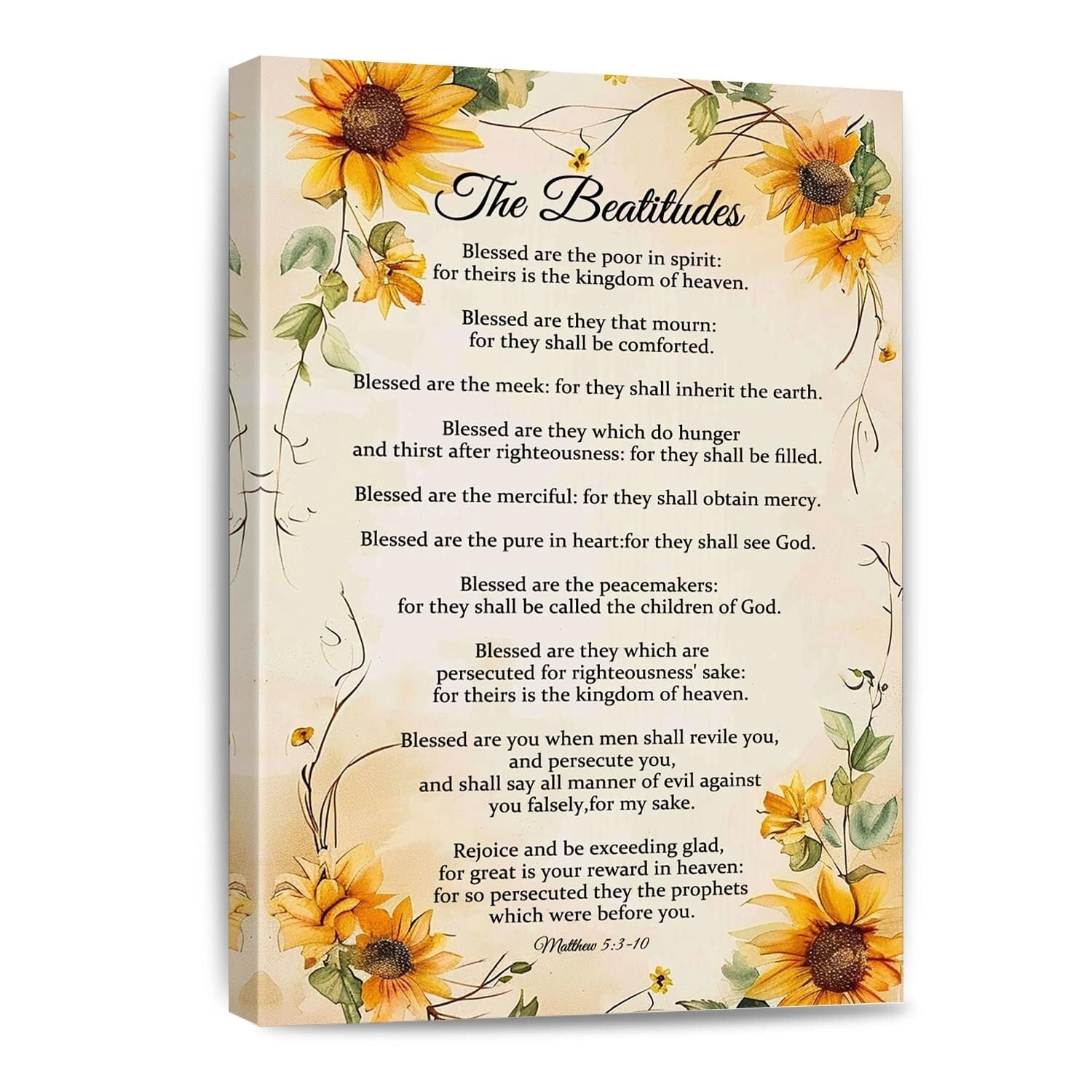 The Beatitudes Canvas Wall Art Prayer Poster Bible Scripture Wall Decor ...