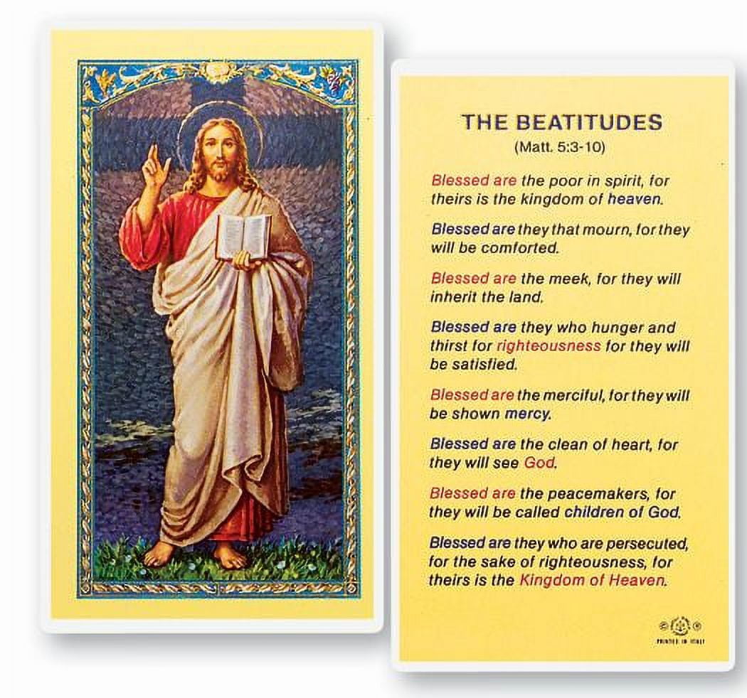 The Beatitudes Laminated Catholic Prayer Holy Card with Prayer on Back ...