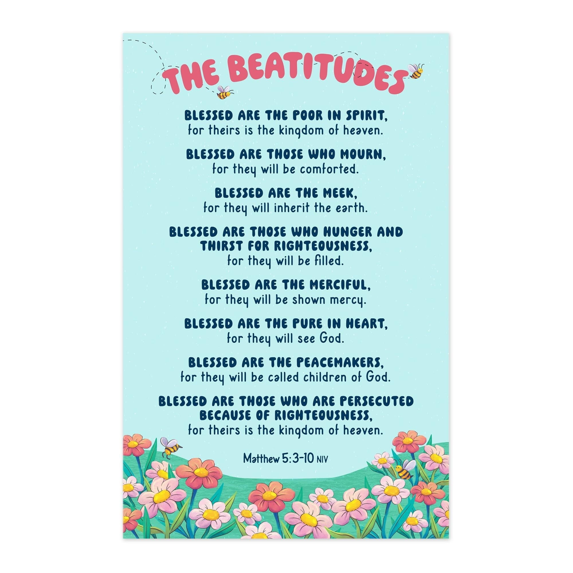 The Beatitudes Matthew 5:3-10 Bible Verse Poster for Kids Educational ...