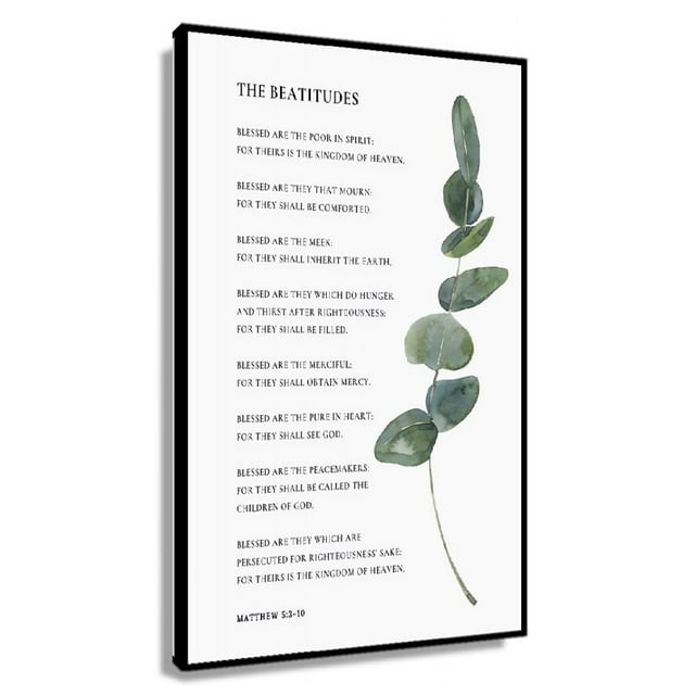 The Beatitudes Matthew 5 3-10 Christian Blessing Wall Art Print, Bible ...